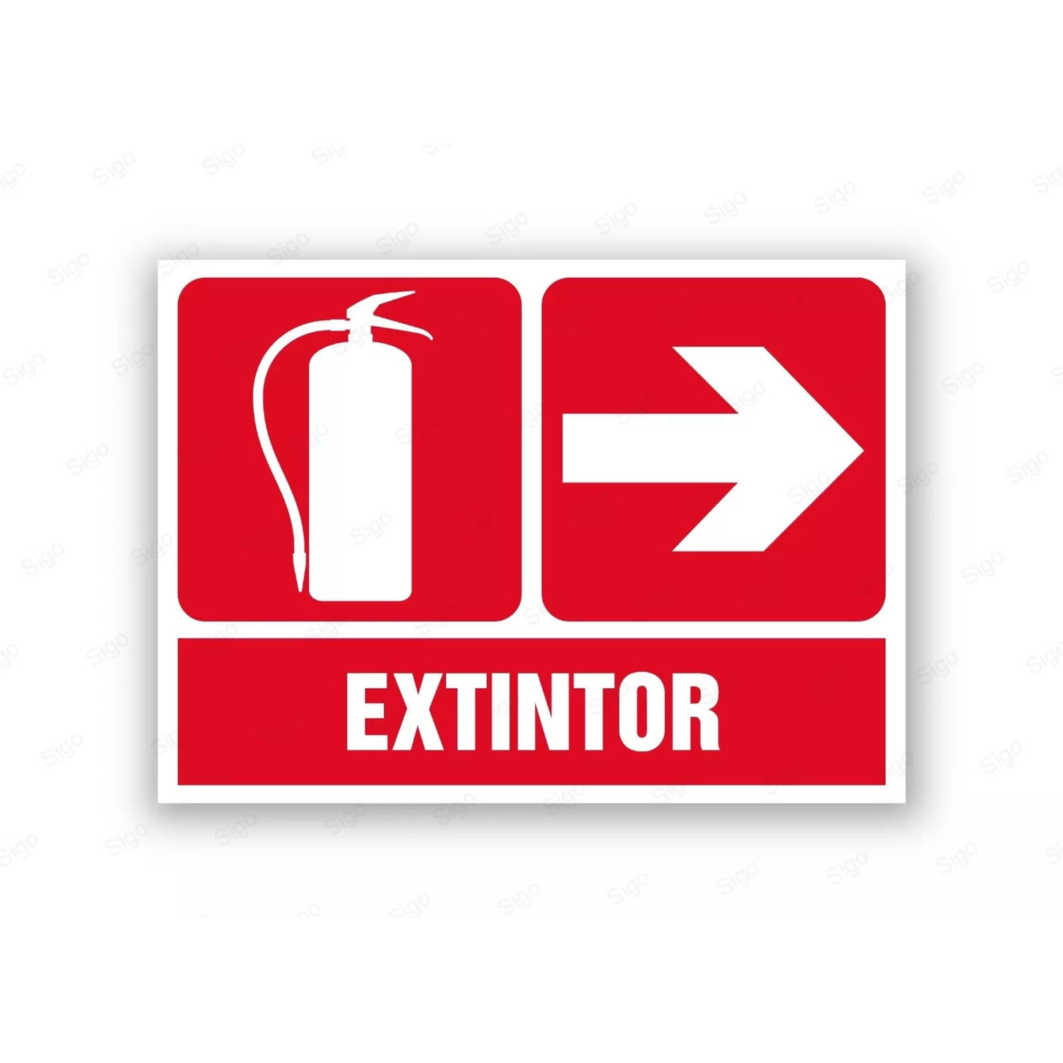 Rótulo Contra Incendios - Extintor flecha derecha | Cod. CI- 886