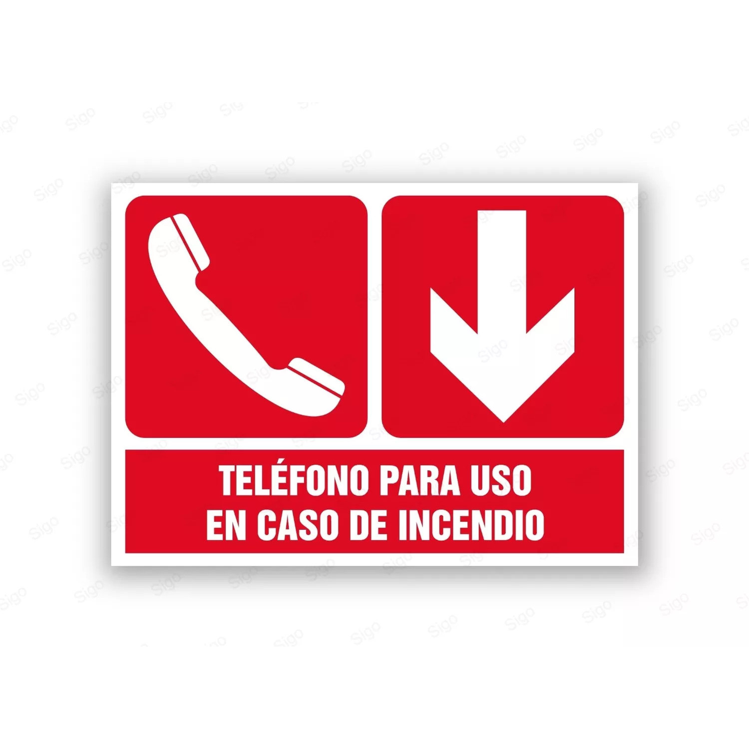 Rótulo Contra Incendios - Teléfono para uso en caso de incendio flecha ...
