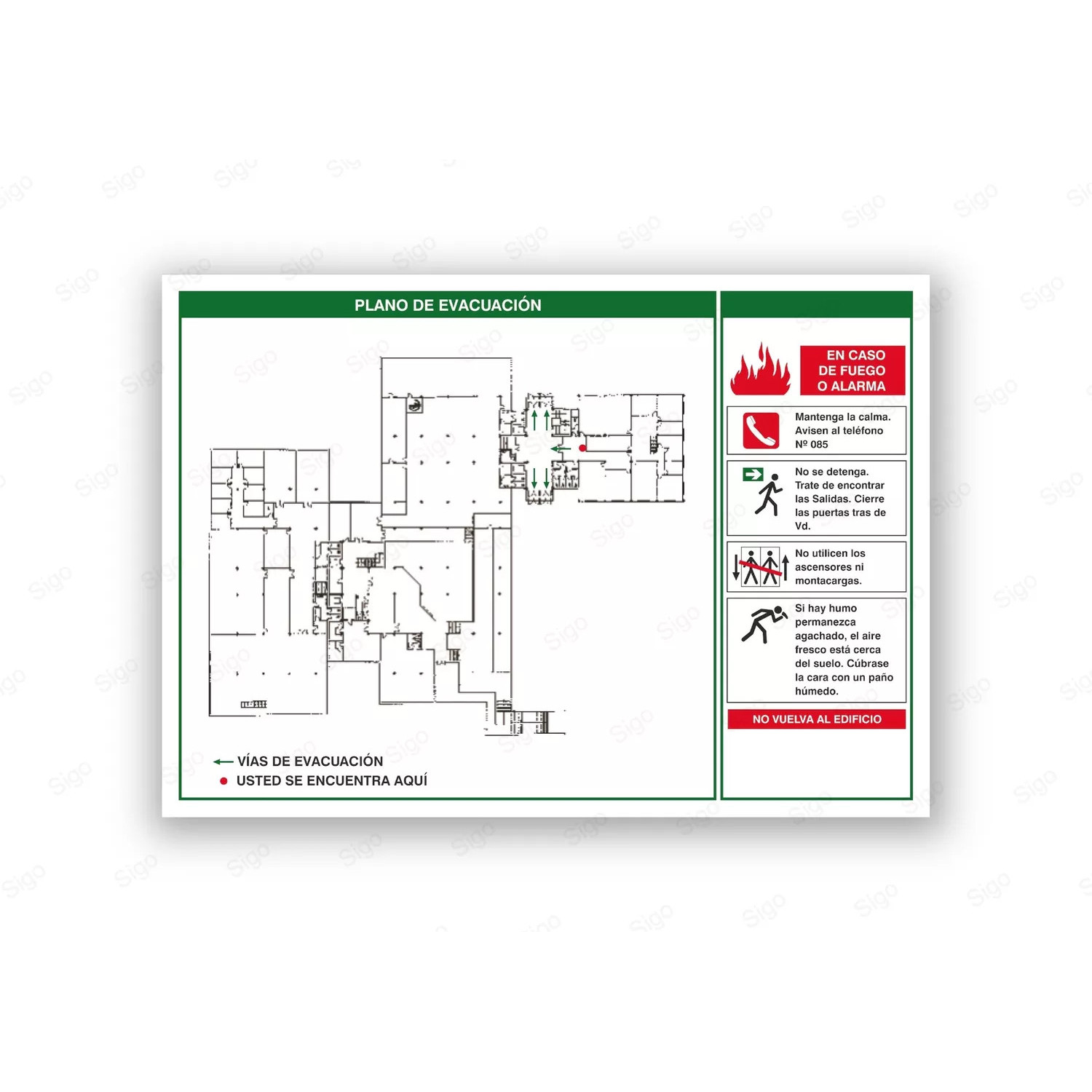 Rótulo Contra Incendios - Plano de evacuación vertical | Cod. CI- 920