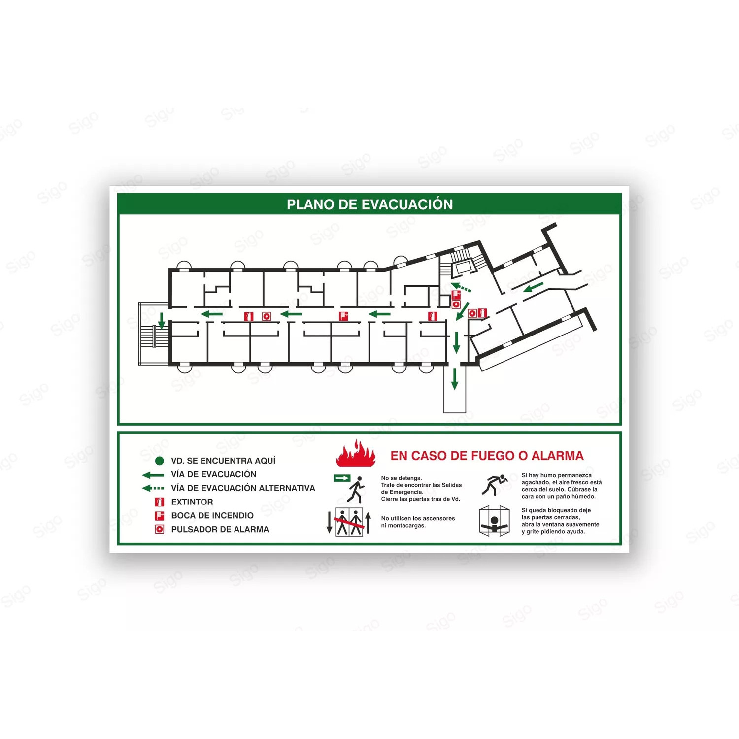 Rótulo Contra Incendios - Plano de evacuación horizontal | Cod. CI- 921