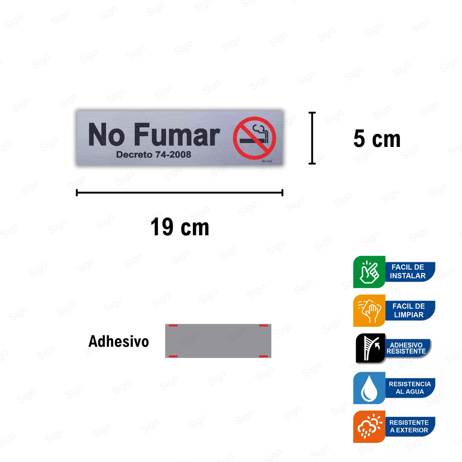 Rótulo Aluminio No Fumar Horiz... | SIGO