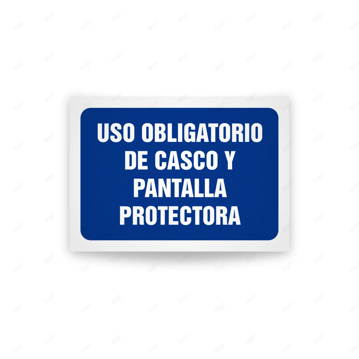 Rótulo de Obligación - Uso obligatorio de casco y pantalla protectora | Cod. OB-427