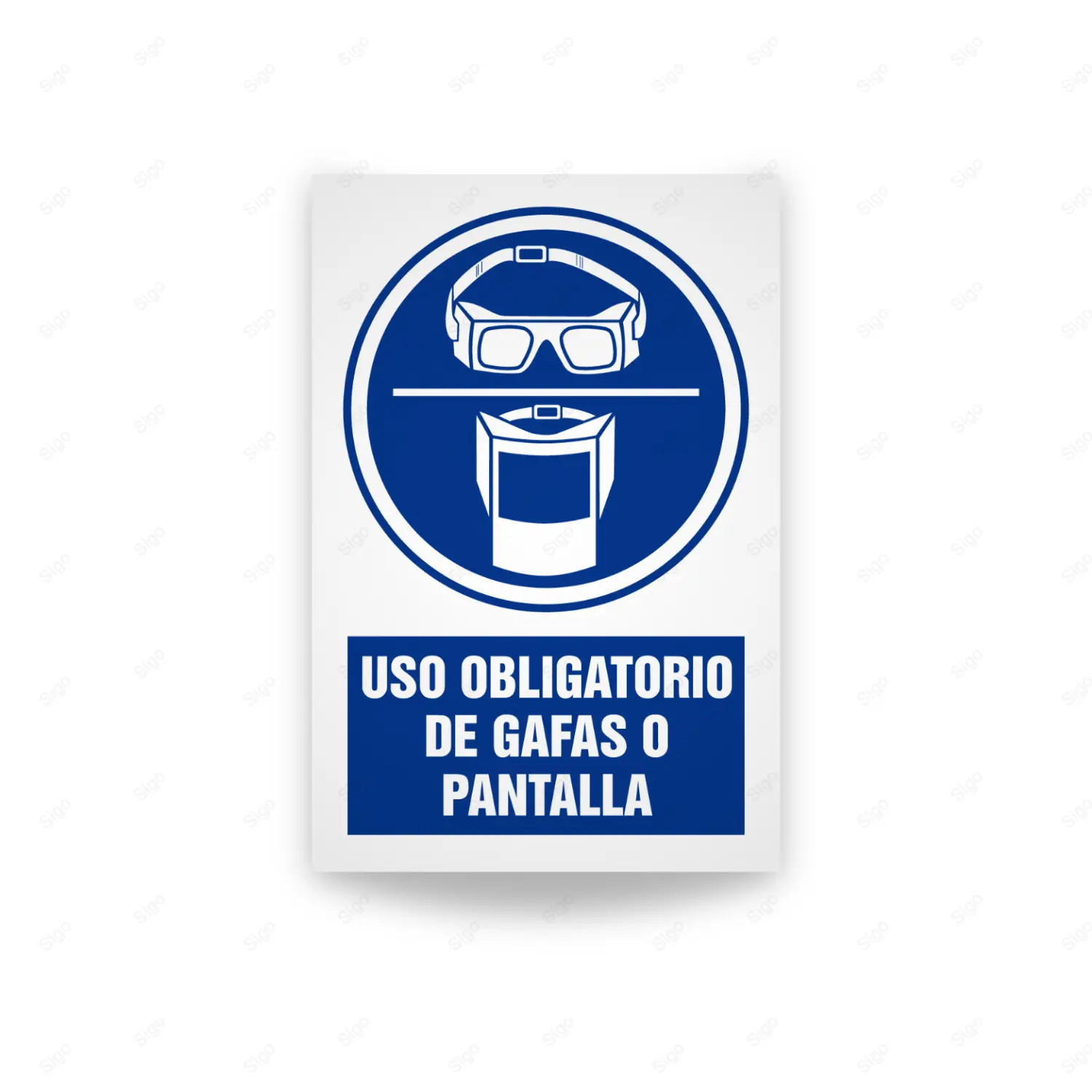 Rótulo de Obligación - Uso obligatorio de gafas o pantalla| Cod. OB-468