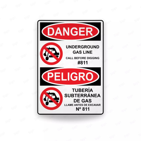 Rótulo de Peligro - Tubería subterránea de gas | Cod. PEL - 22