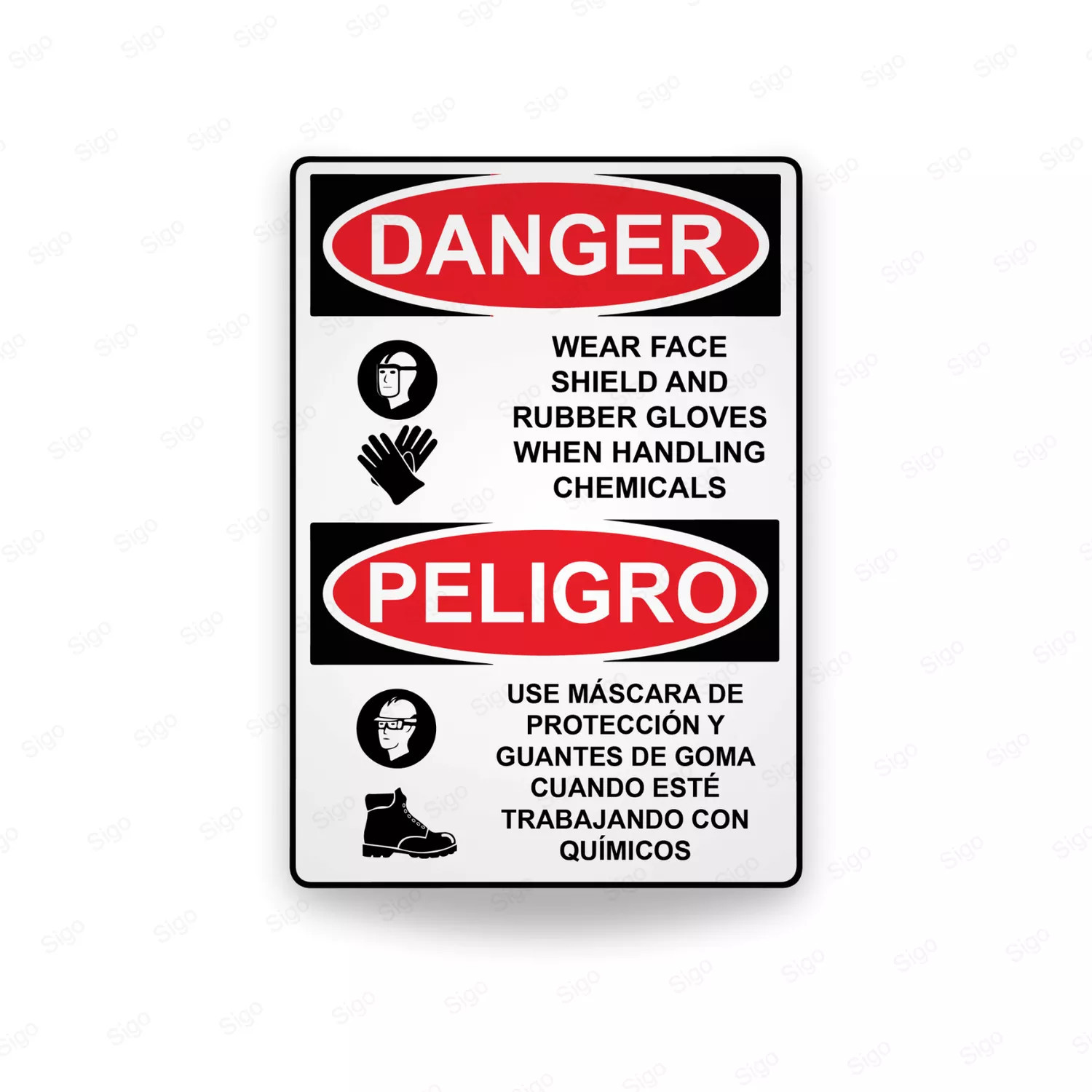 Rótulo de Peligro - Use máscara de protección y guantes de goma cuando ...