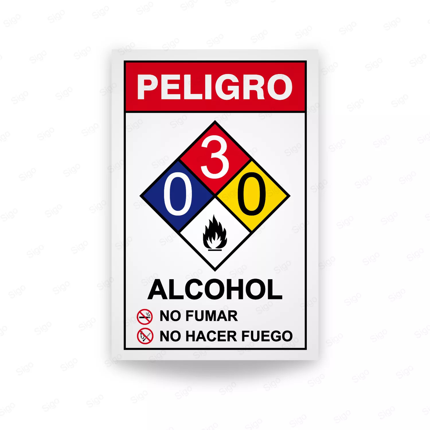 Rótulo de Peligro Rombo NFPA - Alcohol