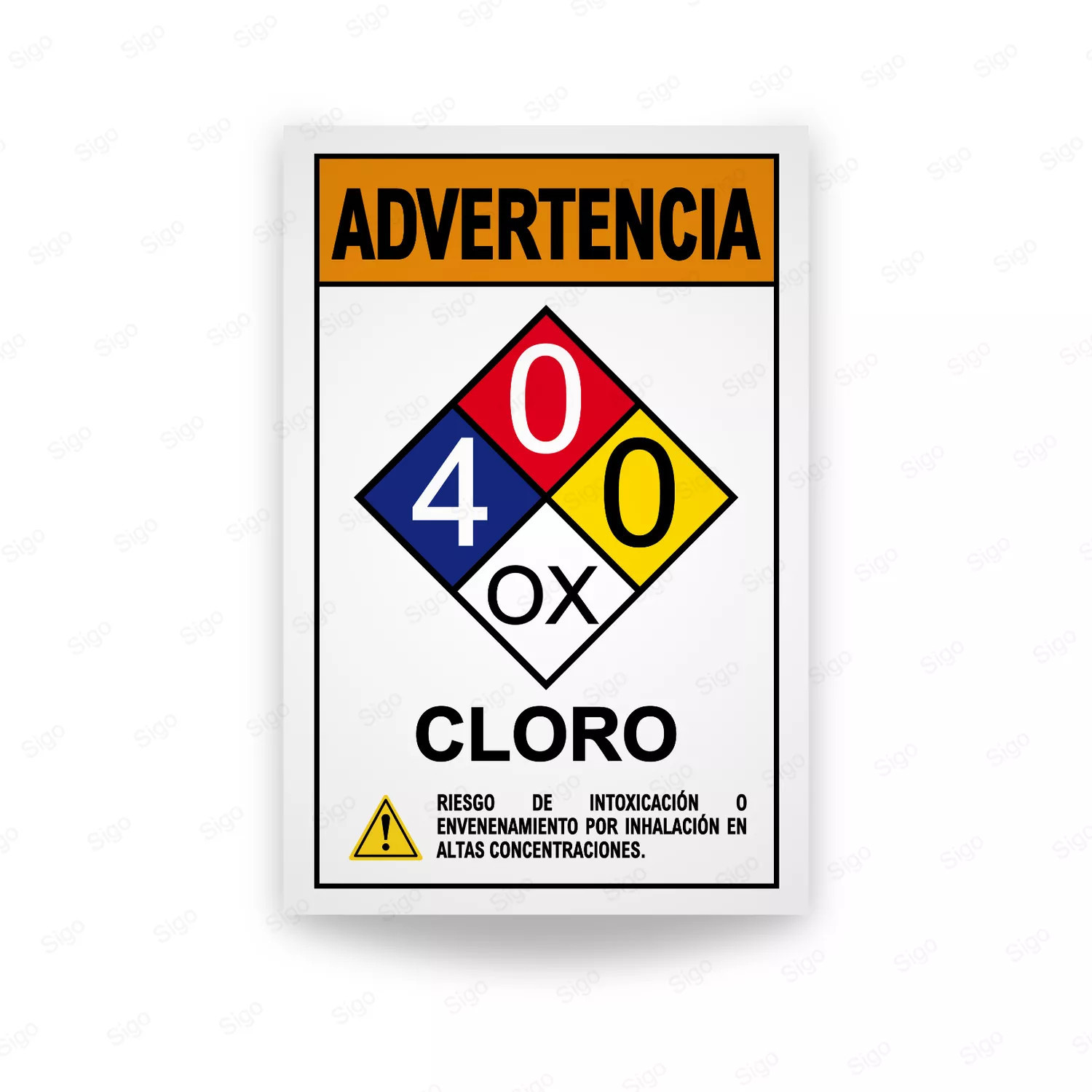 Rótulo de Advertencia Rombo NFPA - Cloro