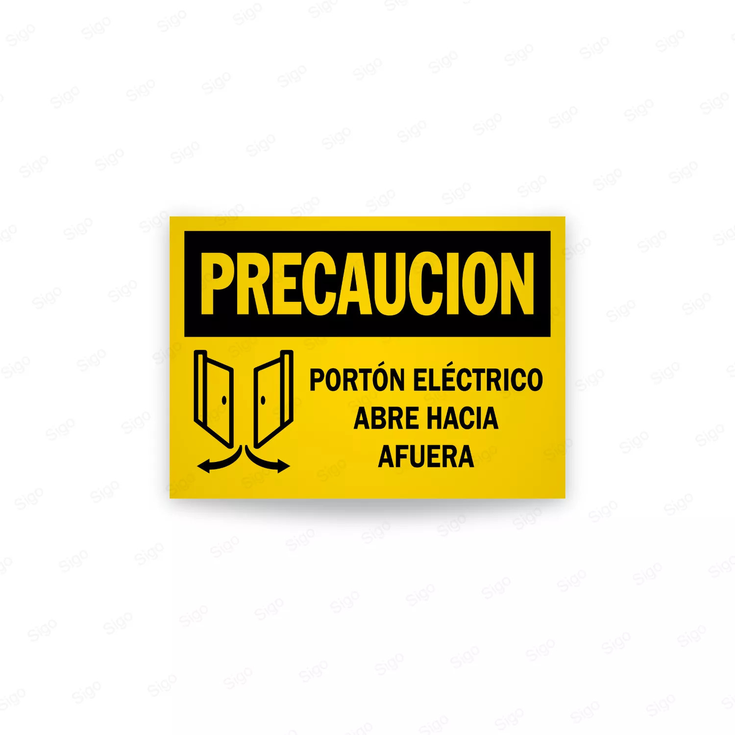 Rótulo de Precaución - Portón eléctrico abre hacia afuera | Cod. PRE - 2