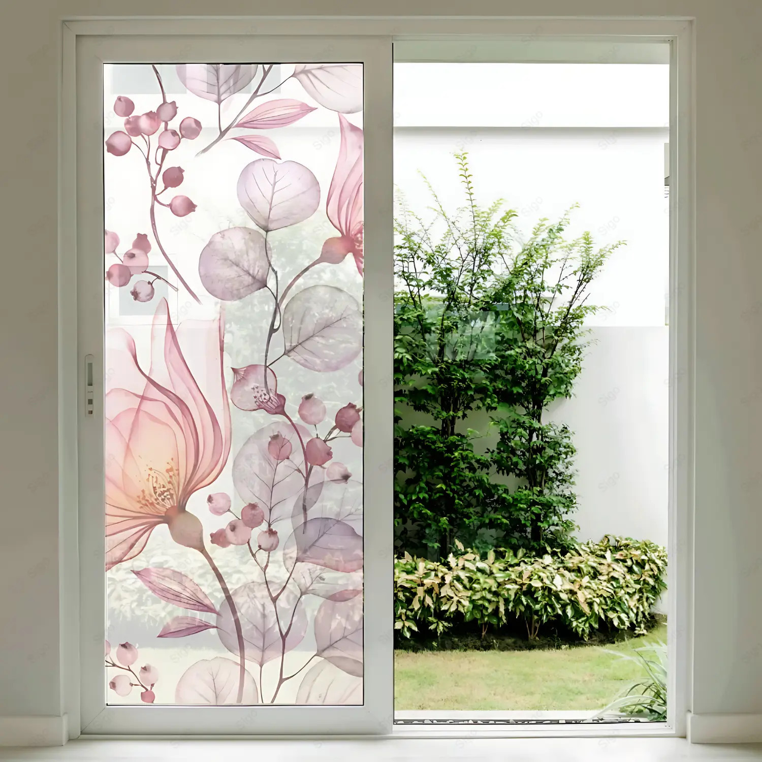 ︎ Sandblast Decorativo Impreso para Ventana - Patón Floral Rosa