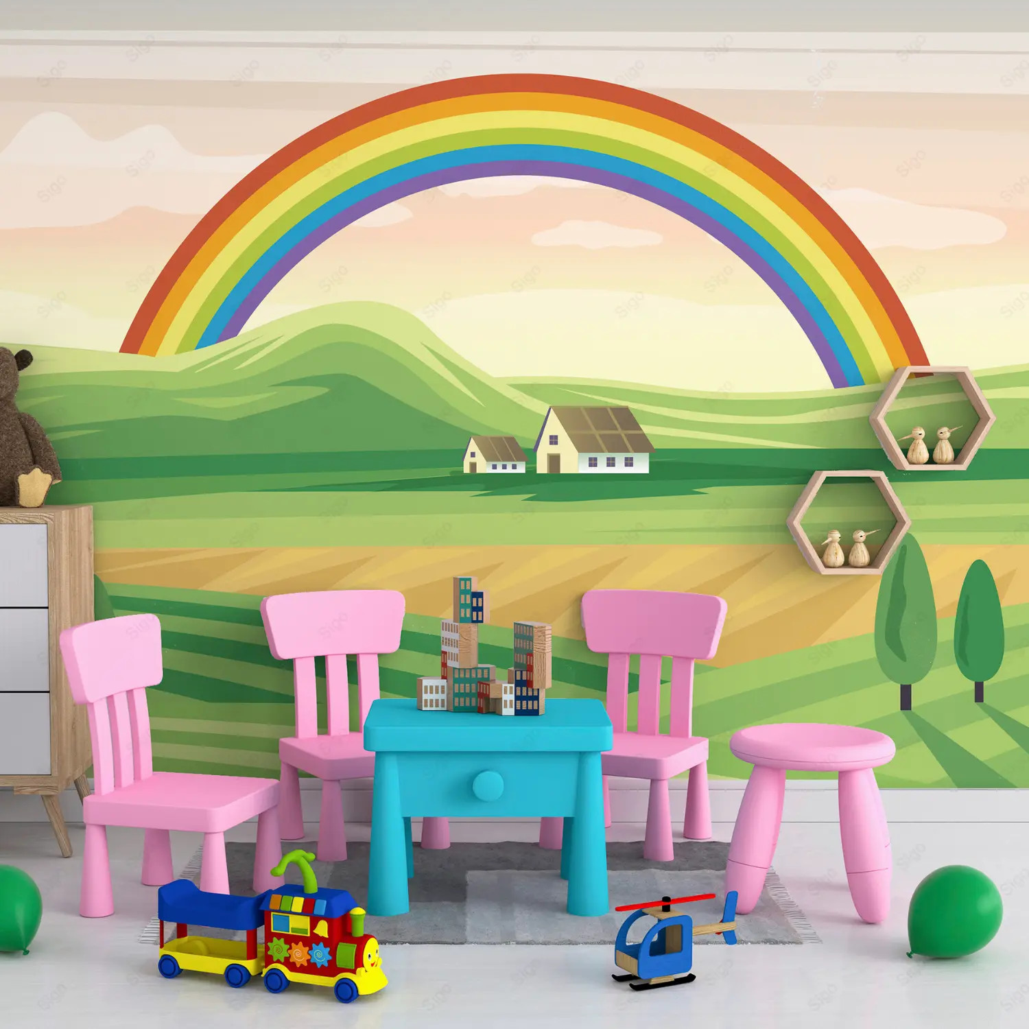 ︎ Mural Decorativo de Pared en Vinilo - Mundo infantil