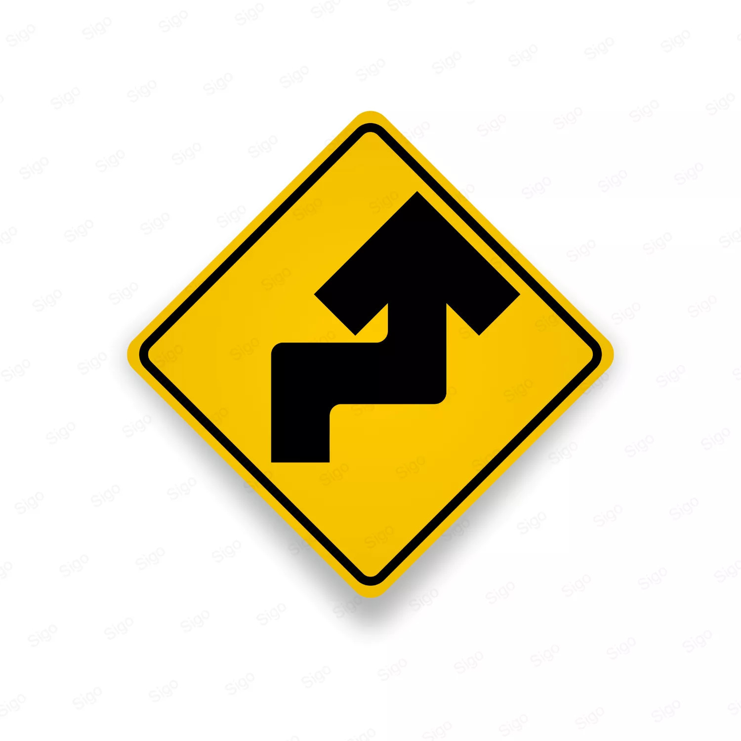 Rótulo Vial Advertencia - Curva Inversa Cerrada Derecha | Cod. SP-08