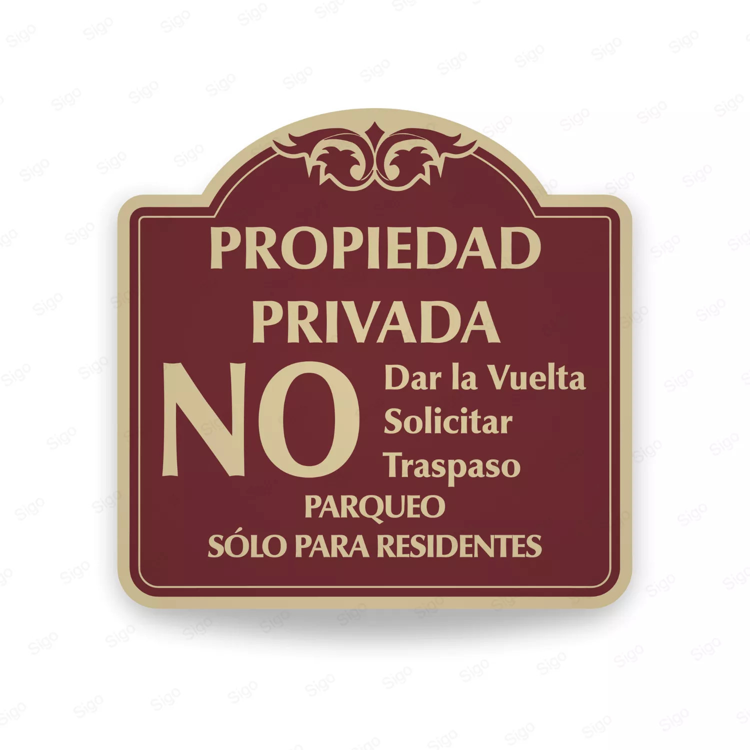 Rótulo Vial Residencial - Propiedad Privada No dar la Vuelta Solicitar ...