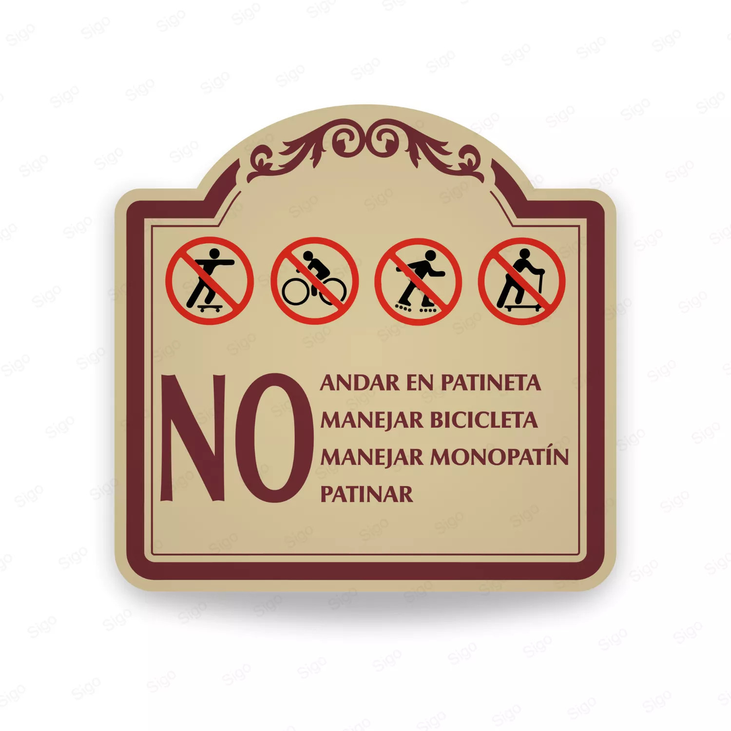 Rótulo Vial Residencial - No Andar en Patineta Manejar Bicicleta ...