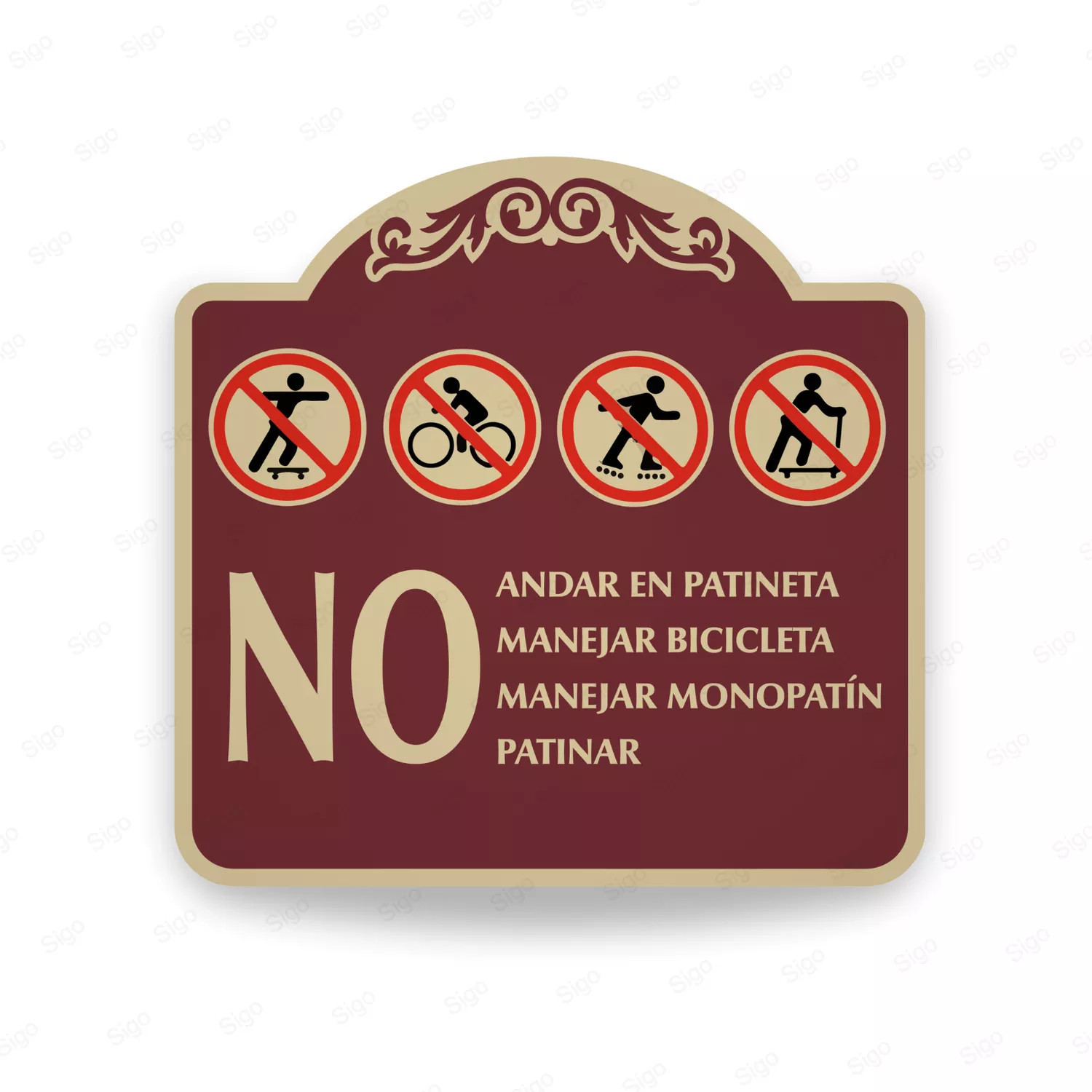 Rótulo Vial Residencial - No Andar en Patineta Manejar Bicicleta ...