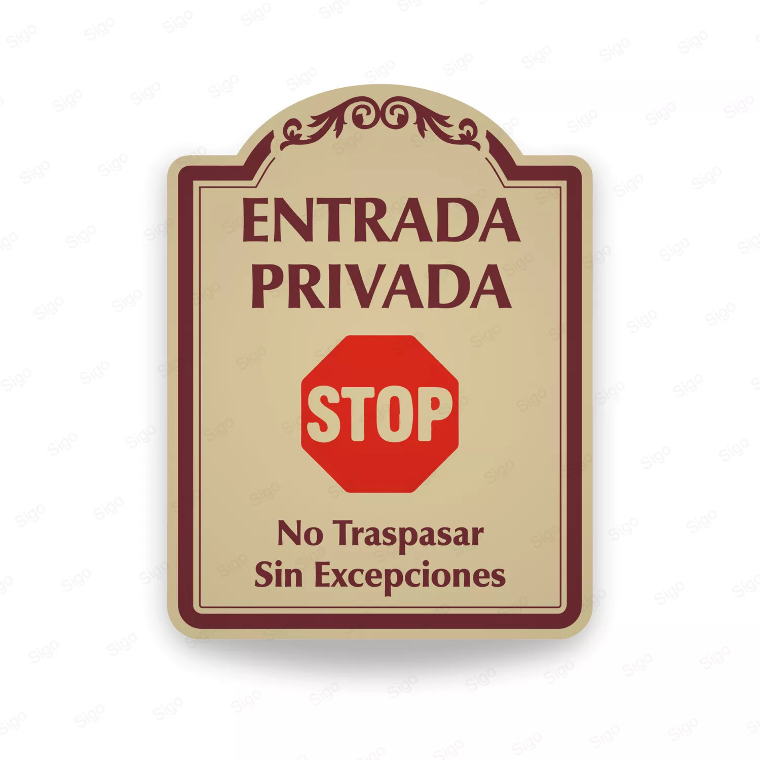 Rótulo Vial Residencial - Entrada Privada No Traspasar, Sin Excepciones