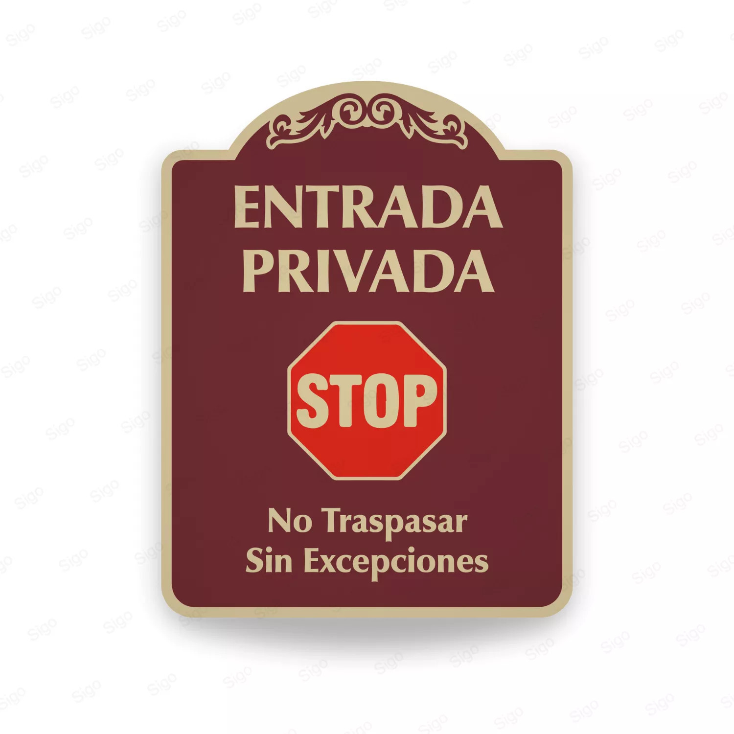 Rótulo Vial Residencial - Entrada Privada No Traspasar, Sin Excepciones