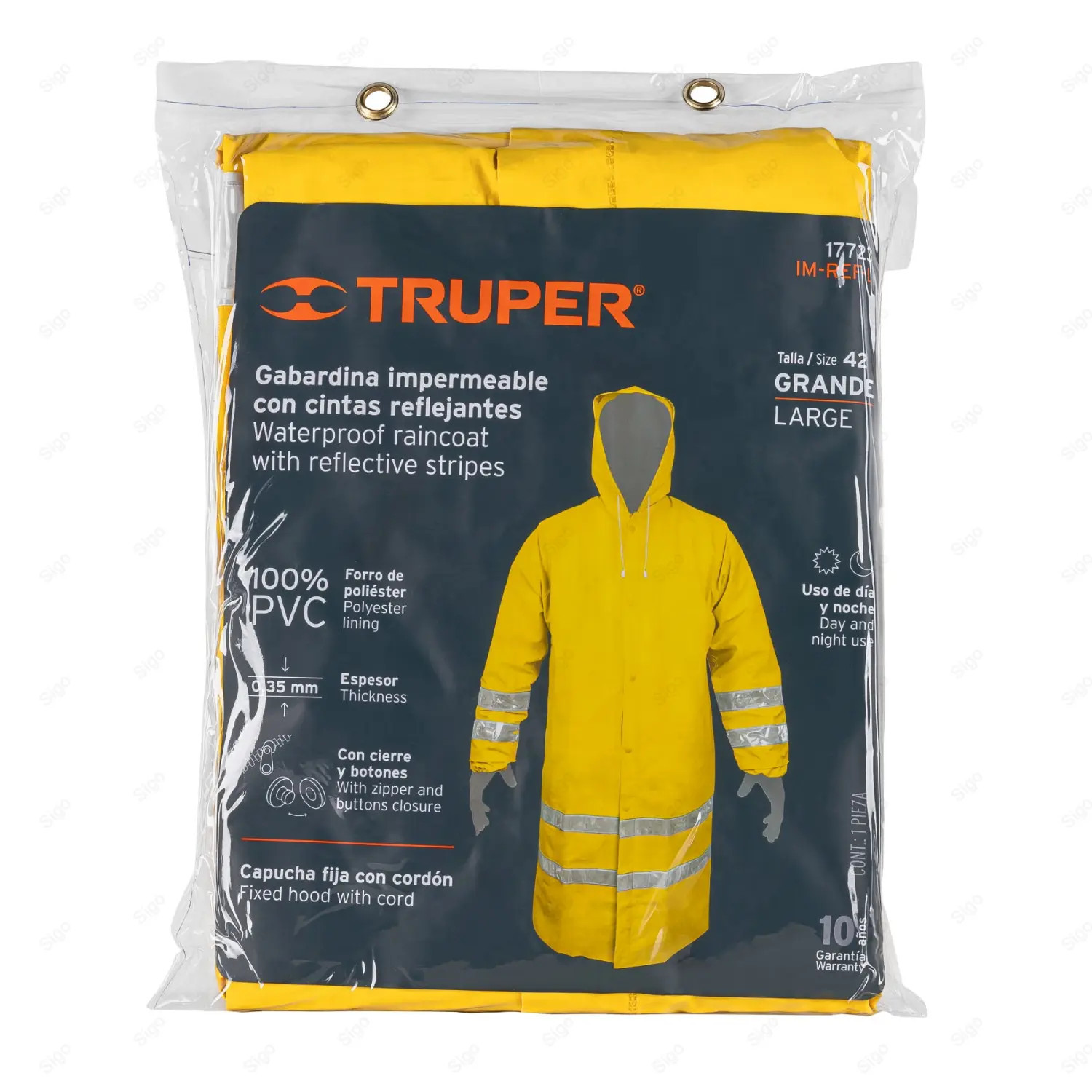 ︎ Gabardina impermeable con reflejante, G, PVC | Truper