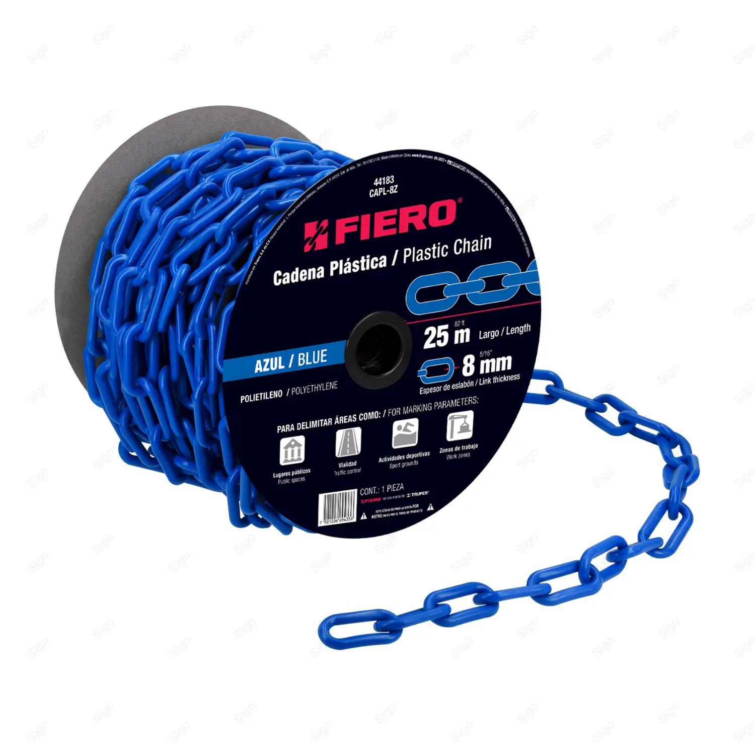 ︎ Cadena de Plástico de 8 mm x 25mt (Azul)| FIERO