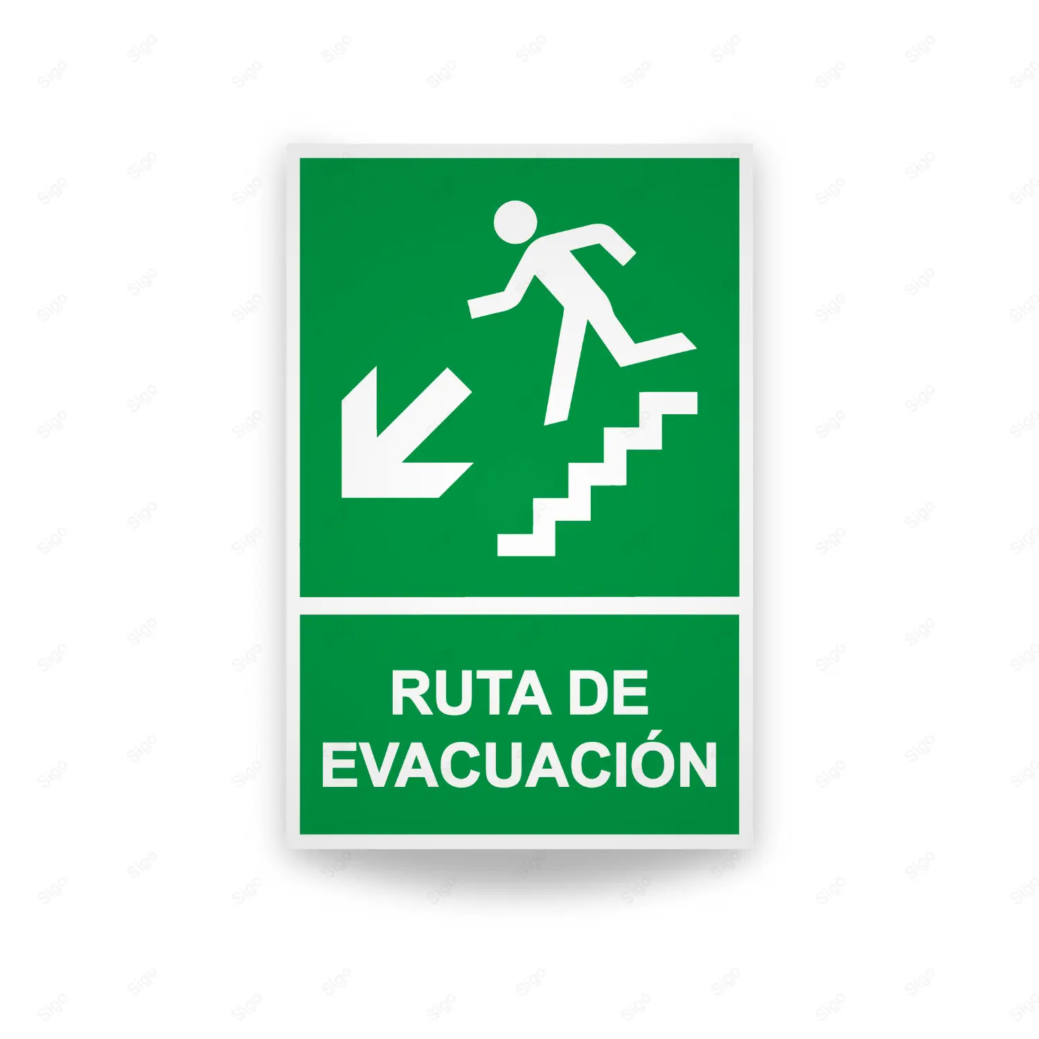 Rótulo de Ruta de Evacuación - Ruta de Evacuación flecha l... | SIGO