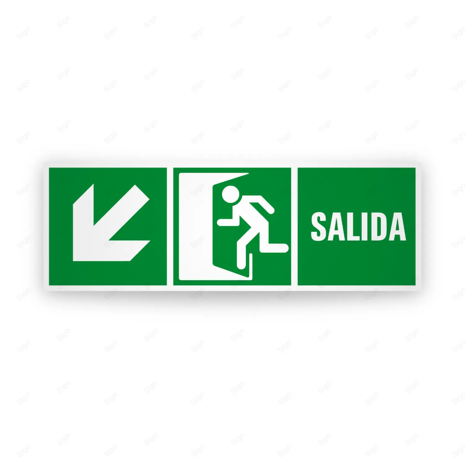 Rótulo de Ruta de Evacuación - Salida Flecha Abajo lado Iz... | SIGO