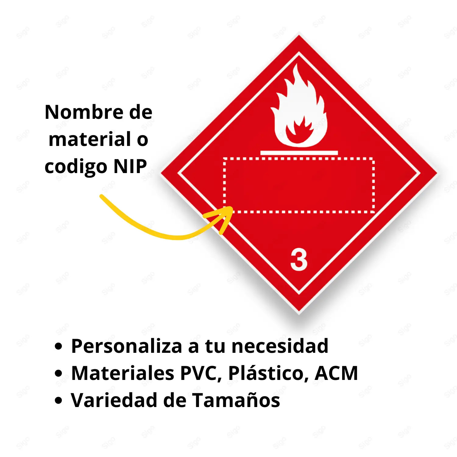 Rombo Transporte Materiales Peligrosos - Clase 3 - Editable Rojo/Blanco | Cod. TMP-23