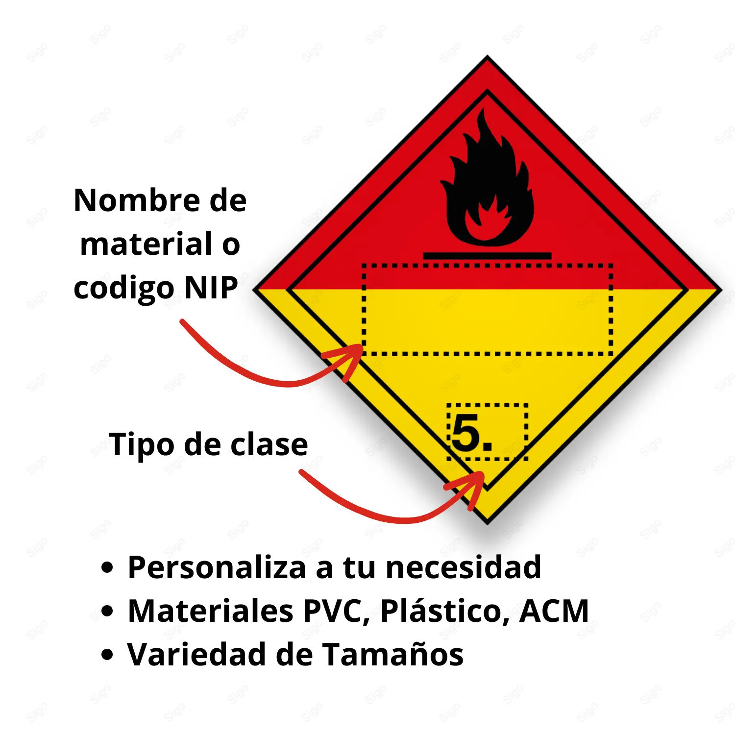 Rombo Transporte Materiales Peligrosos - Clase 5 - Editable Amarillo ...
