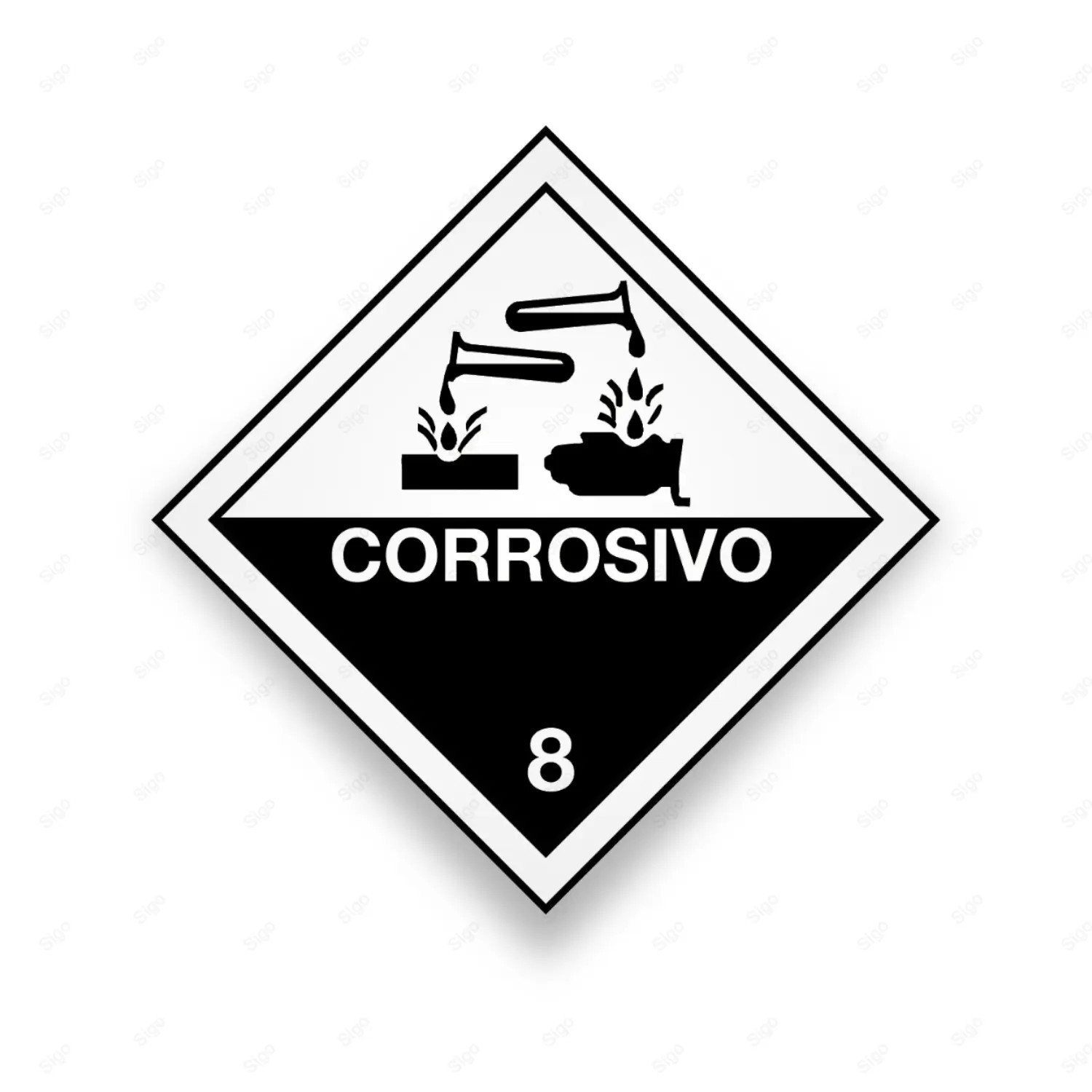 Rombo Transporte Materiales Peligrosos - Clase 8 - Corrosivo | Cod. TMP-53