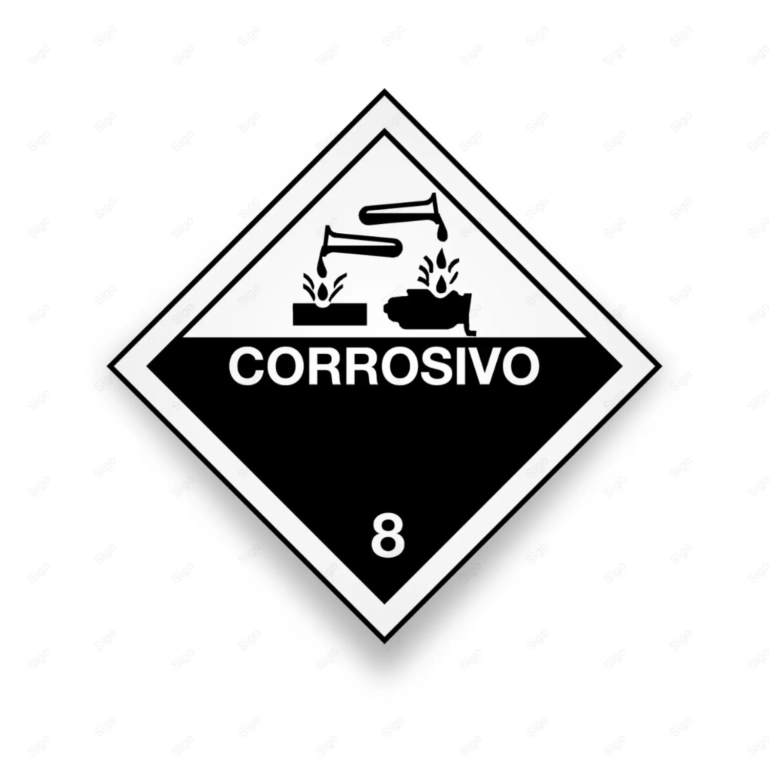 Rombo Transporte Materiales Peligrosos - Clase 8 - Corrosivo | Cod. TMP-54