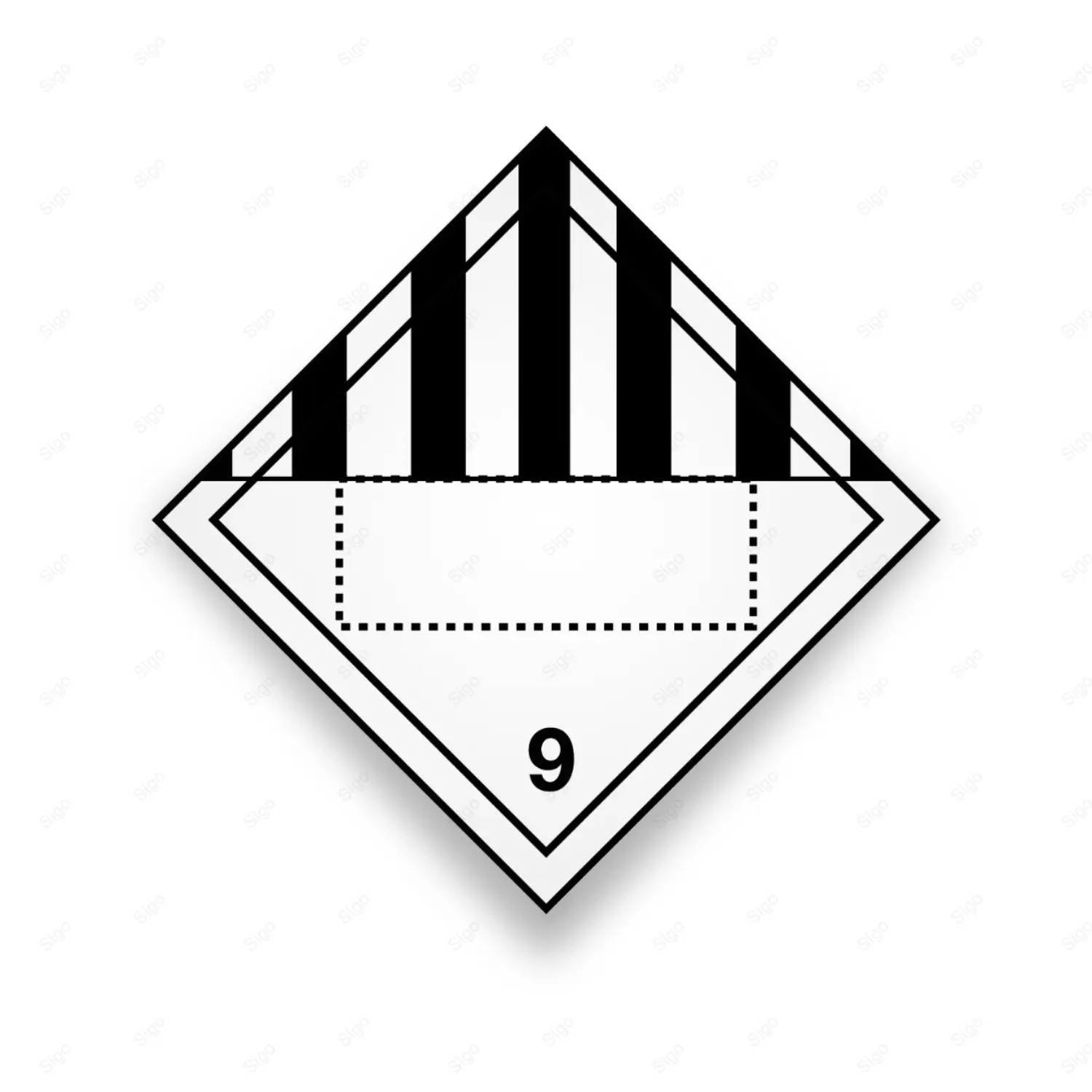Rombo Transporte Materiales Peligrosos - Clase 9 - Editable Rayas Blanco/Negro | Cod. TMP-55