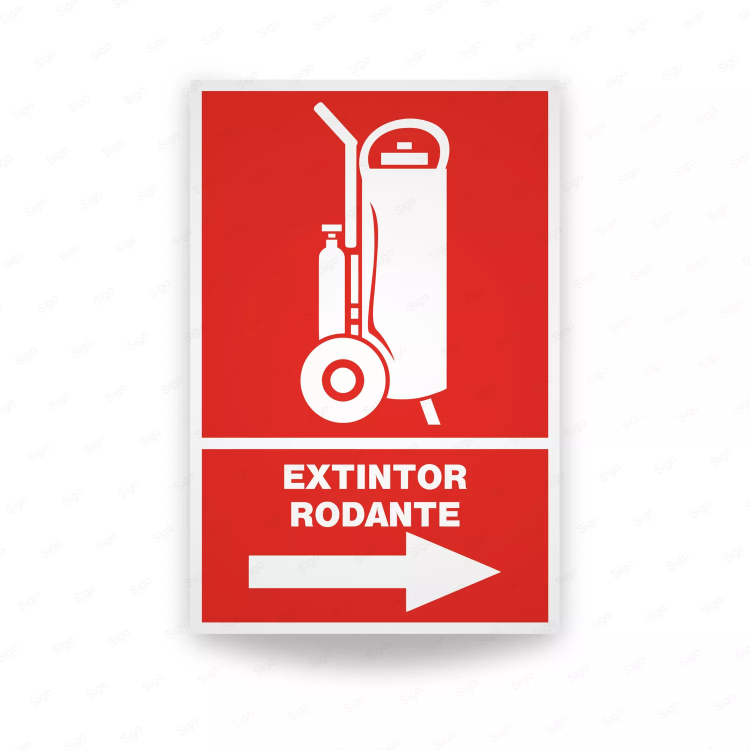 Rótulo Contra Incendios - Extintor rodante flecha derecha | Cod. CI-111
