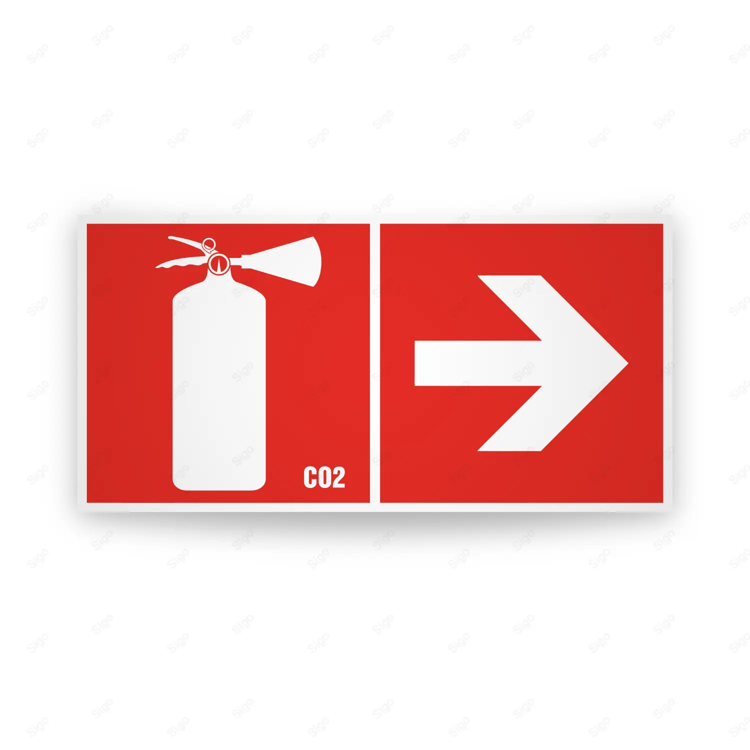 Rótulo Contra Incendios - Extintor CO2 flecha derecha| Cod. CI-204