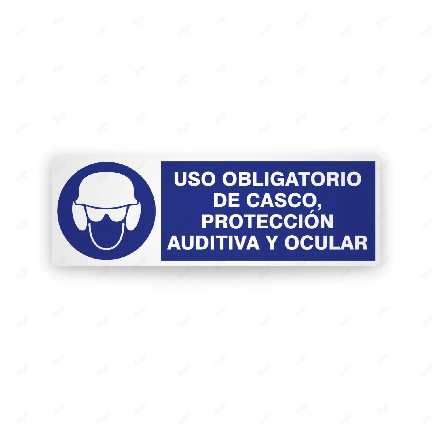 Rótulo de Obligación - Uso obligatorio de casco, protección auditiva y ocular | Cod. OB-218