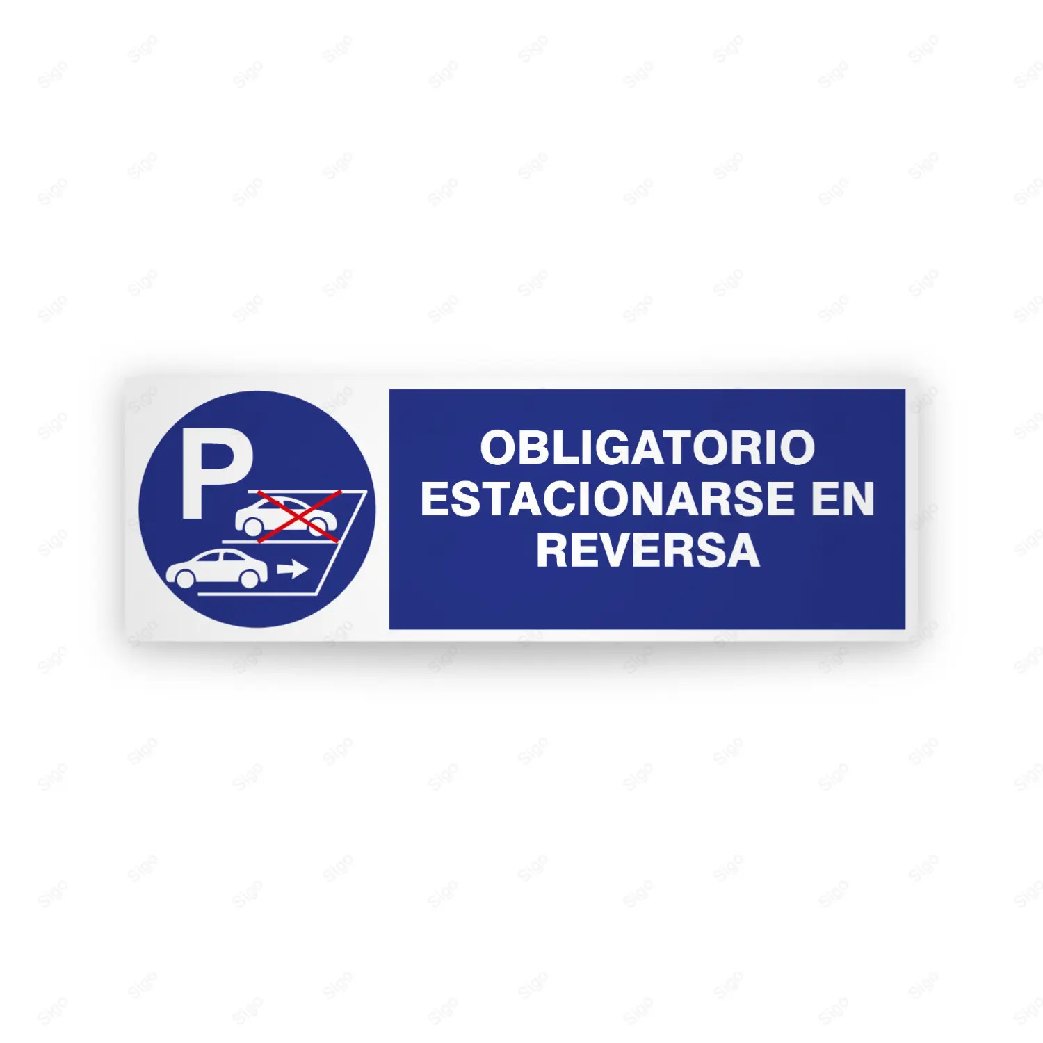 Rótulo de Obligación - Obligatorio estacionarse en reversa| Cod. OB-244