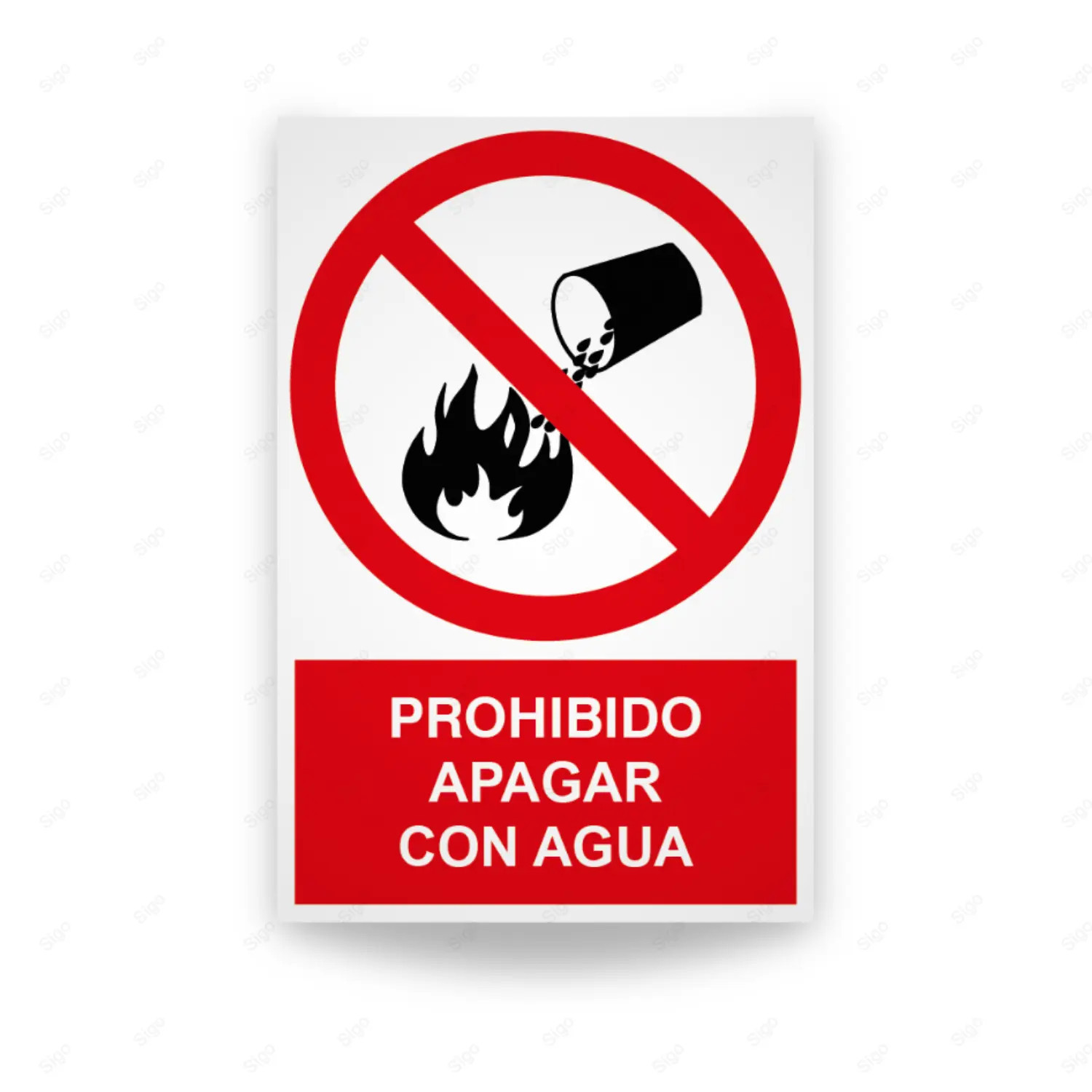 Rótulo de Prohibición - Prohibido apagar con agua | Cod. PR-113