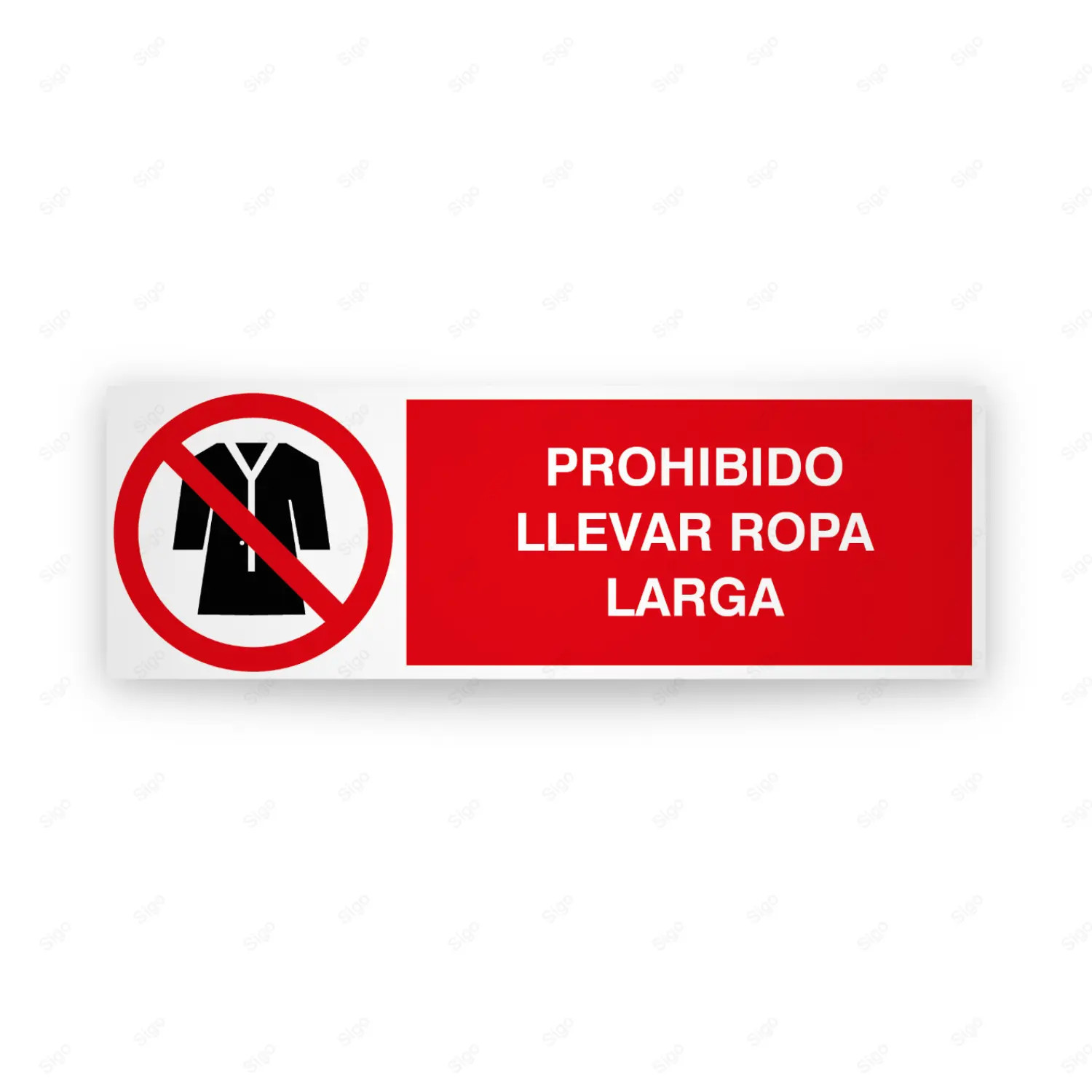 Rótulo de Prohibición - Prohibido llevar ropa larga| Cod. PR-232