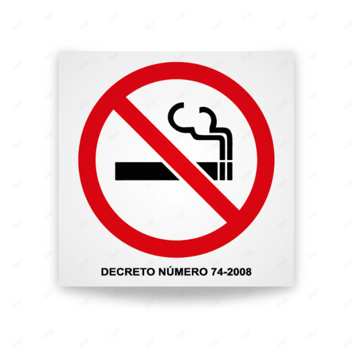 Rótulo de Prohibición - Prohibido fumar (Decreto 74-2008) | Cod. PR-053