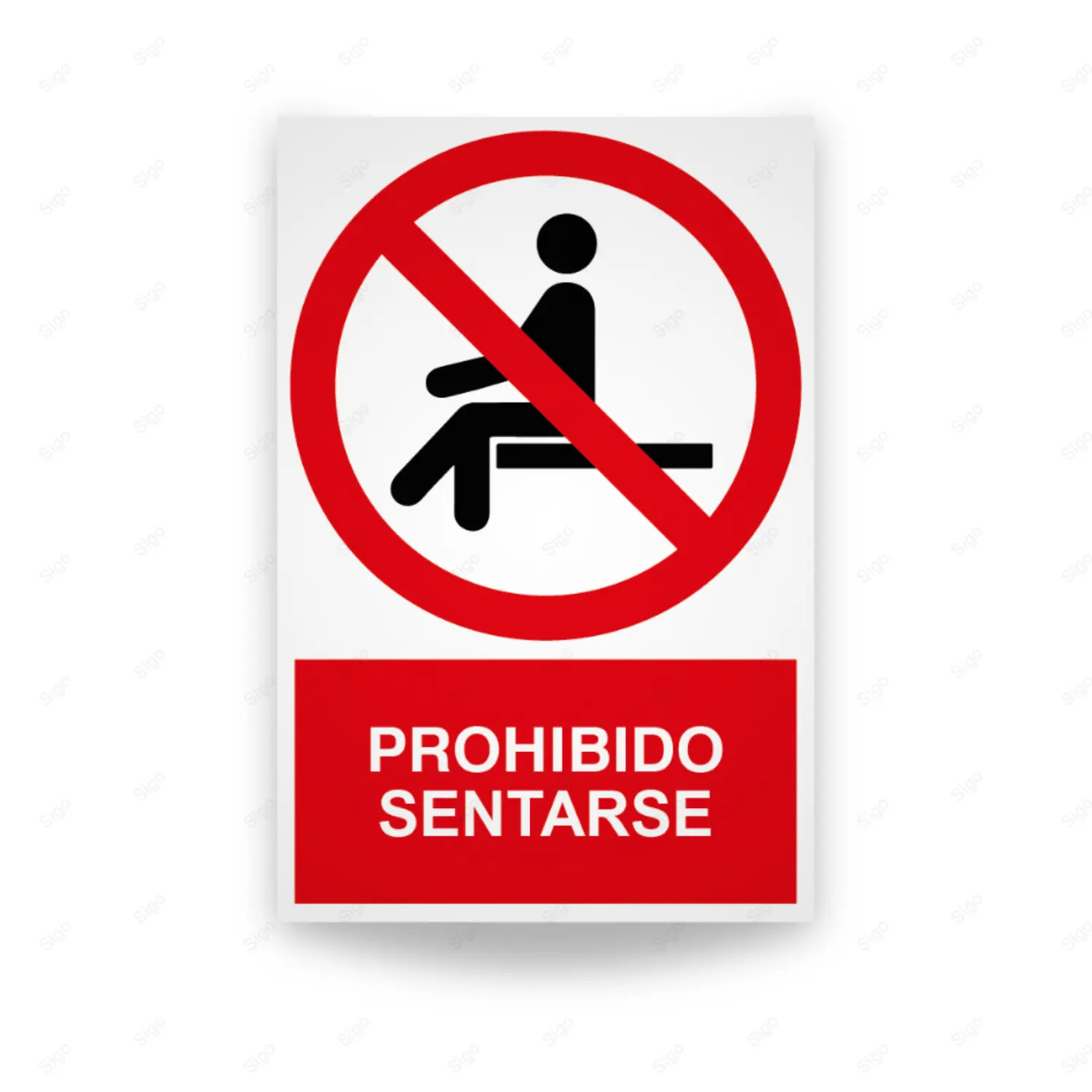 Rótulo de Prohibición - Prohibido sentarse| Cod. PR-138