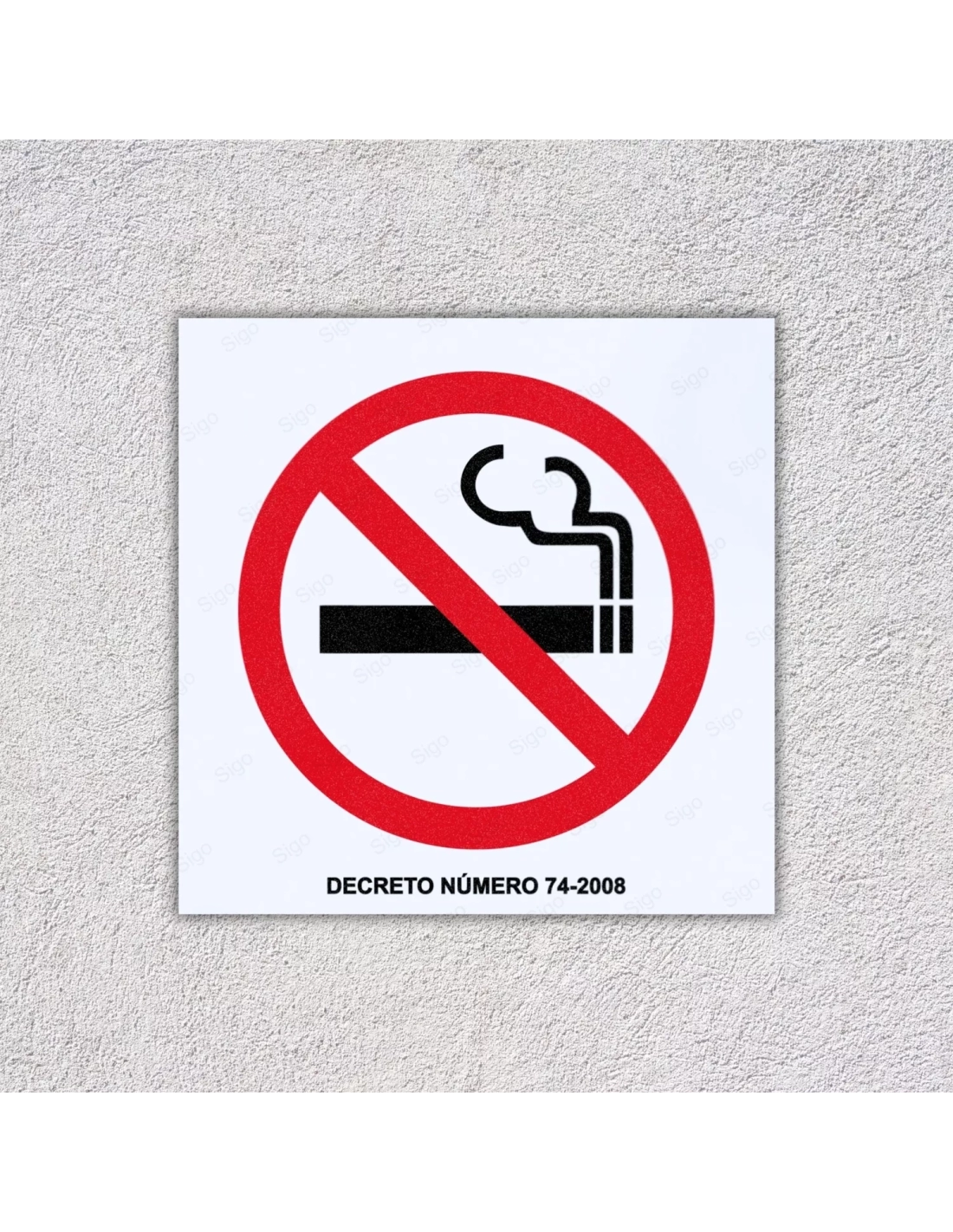 Rótulo de Prohibición - Prohibido fumar (Decreto 74-2008) | Cod. PR-053