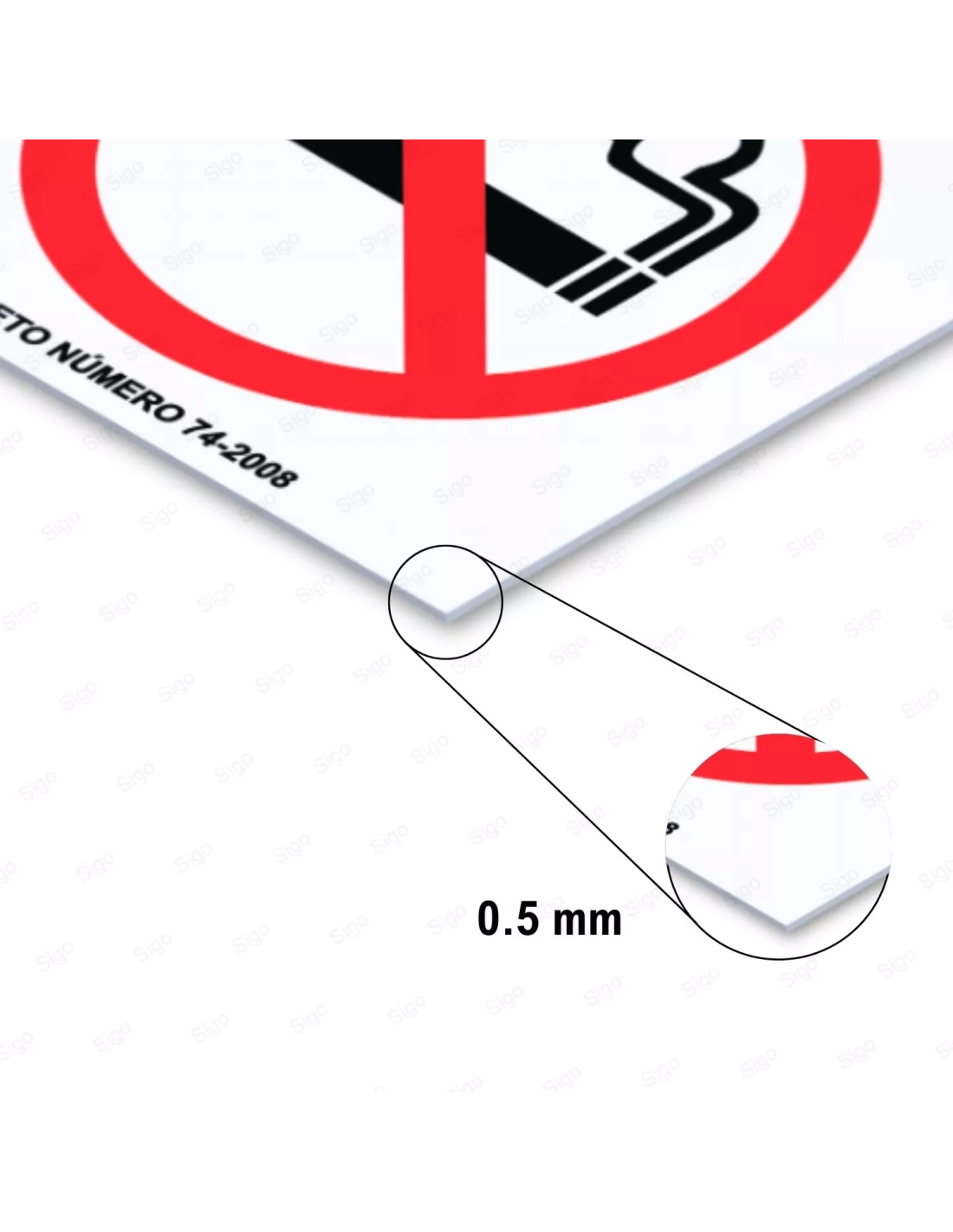 Rótulo de Prohibición - Prohibido fumar (Decreto 74-2008) | Cod. PR-053