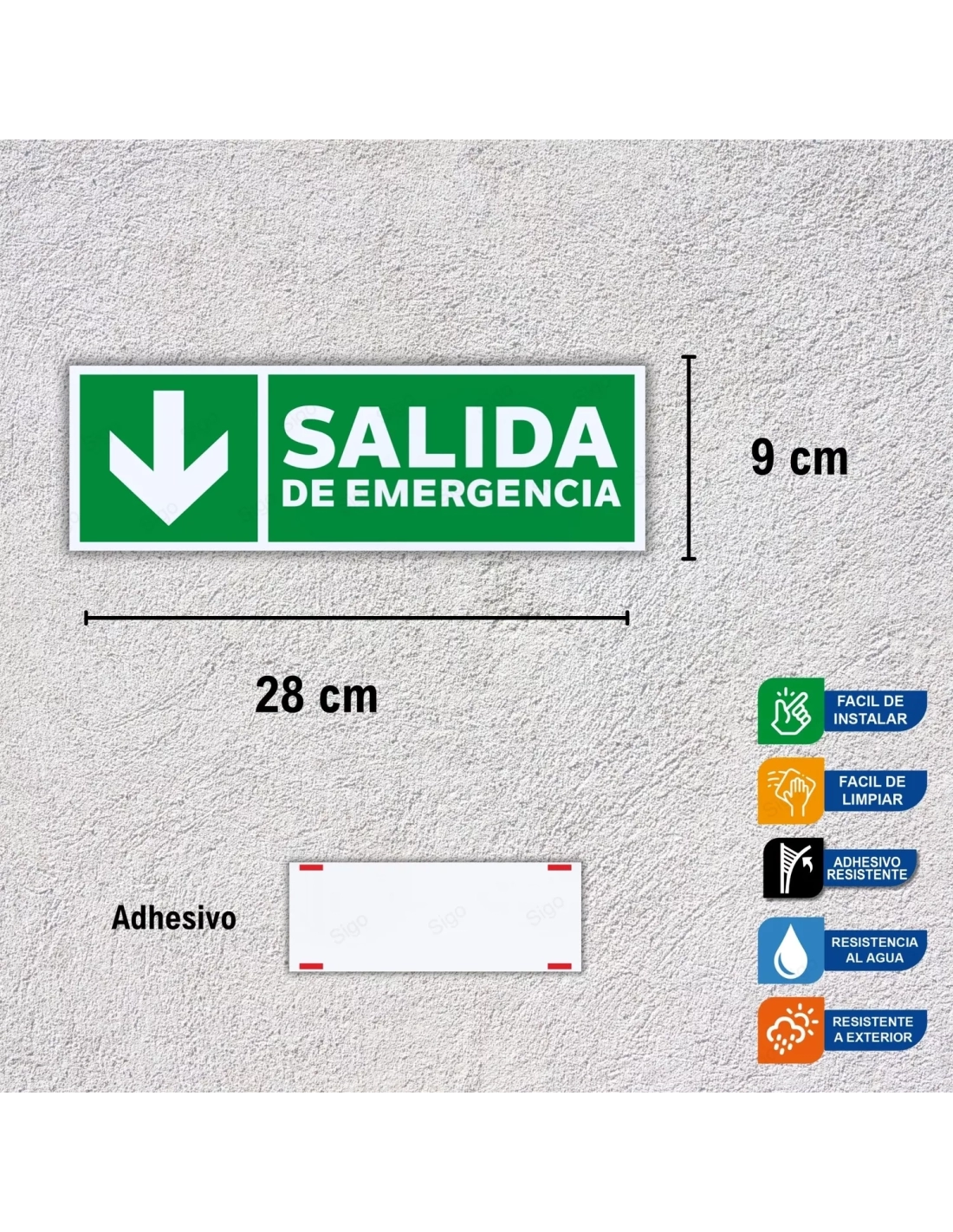 Rótulo Salida de Emergencia Flecha hacia Abajo