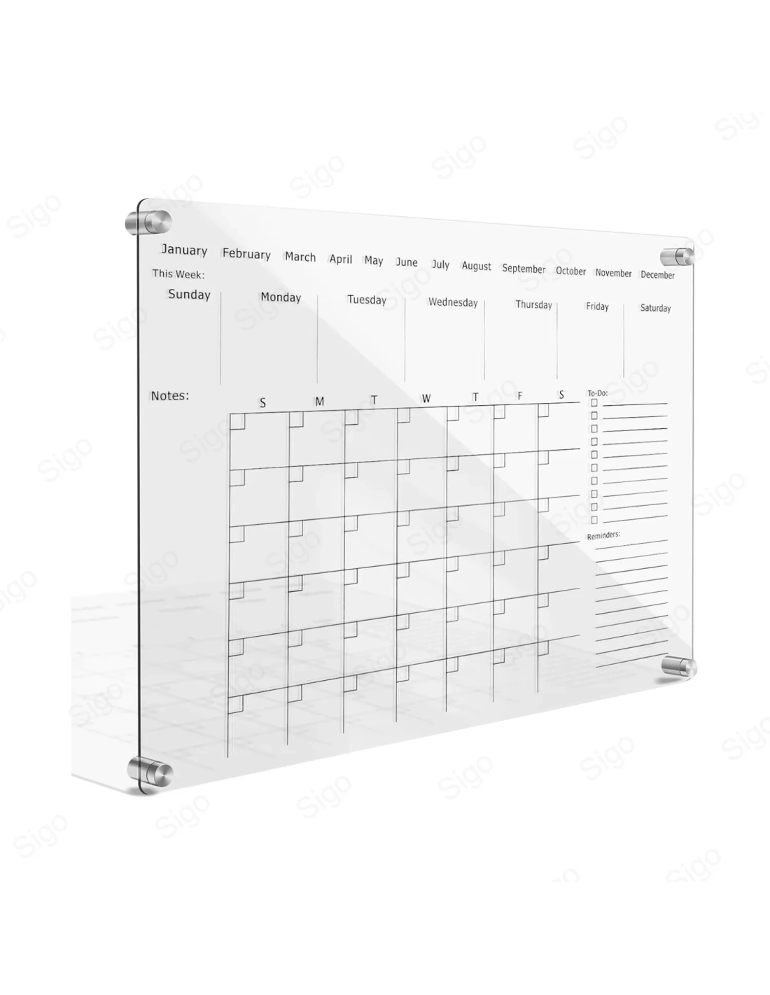 Calendario Organizador de Acrilico | Transparente