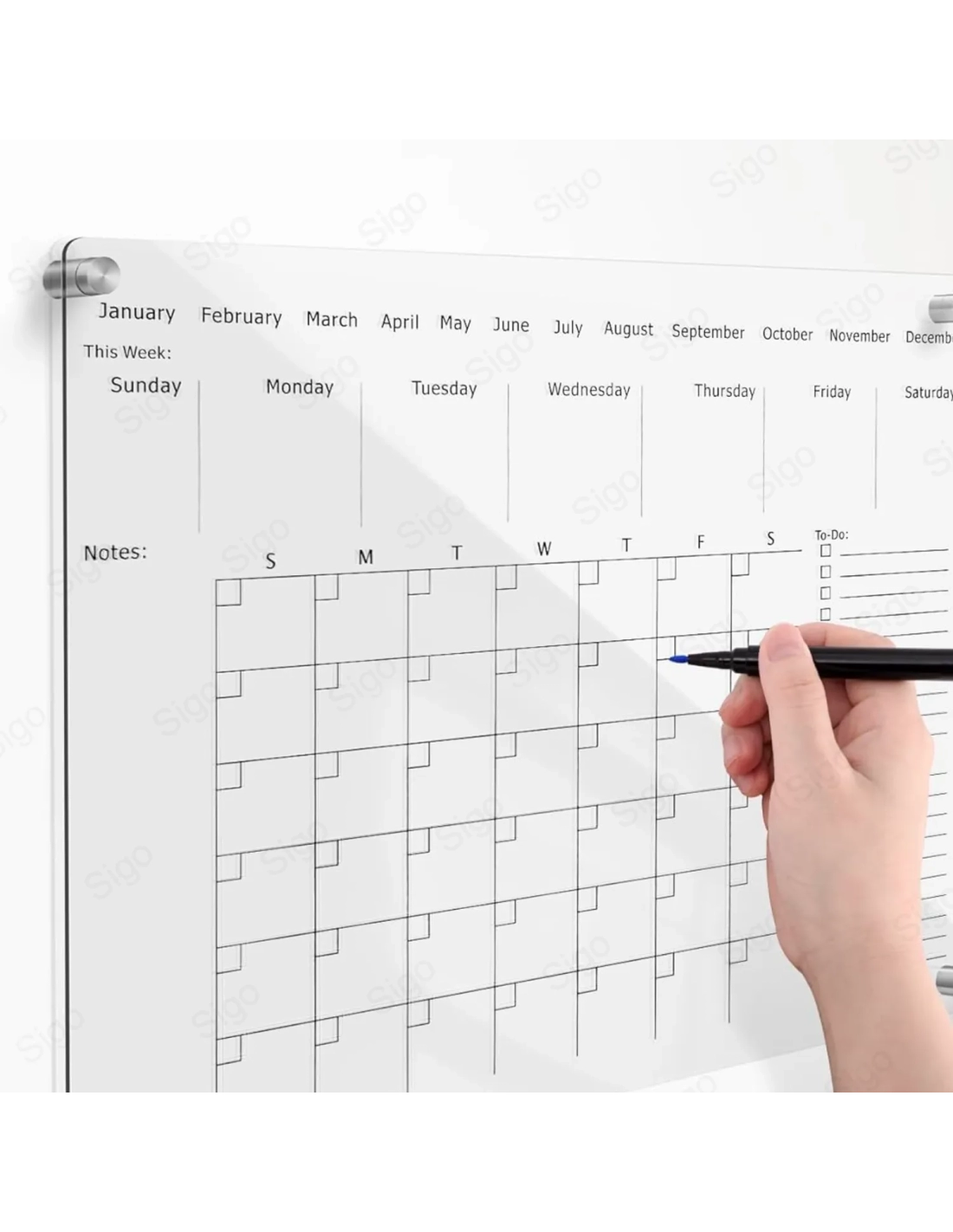 Calendario Organizador de Acrilico | Transparente