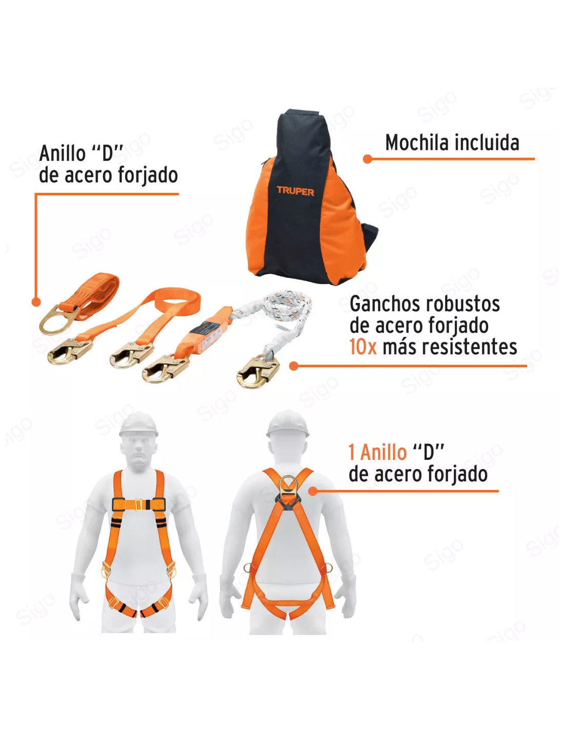Kit Arnés de Seguridad Cuerpo Completo| 3 Puntos