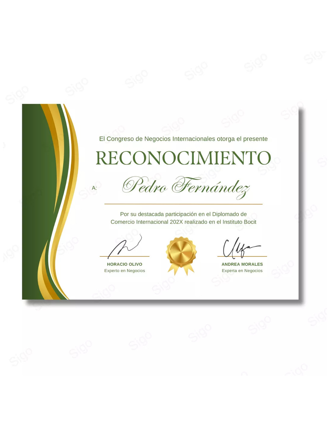 Impresión de Diploma de Reconocimiento | Sigo