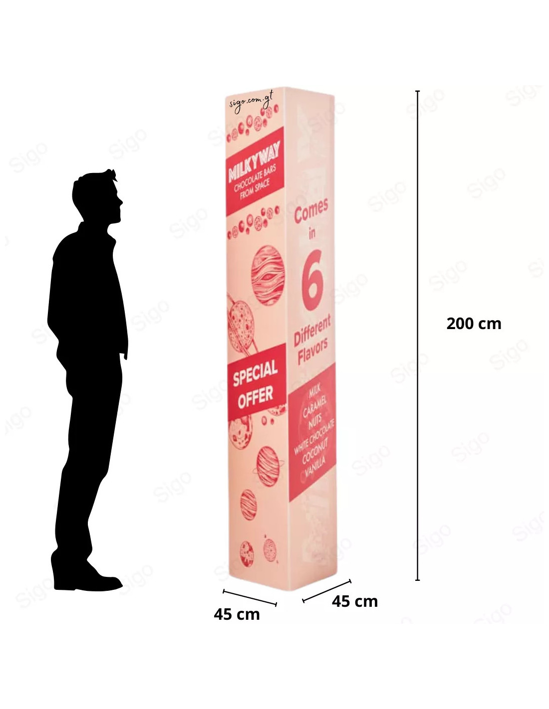 Totem Publicitario 4 Caras 45 X 200 cm