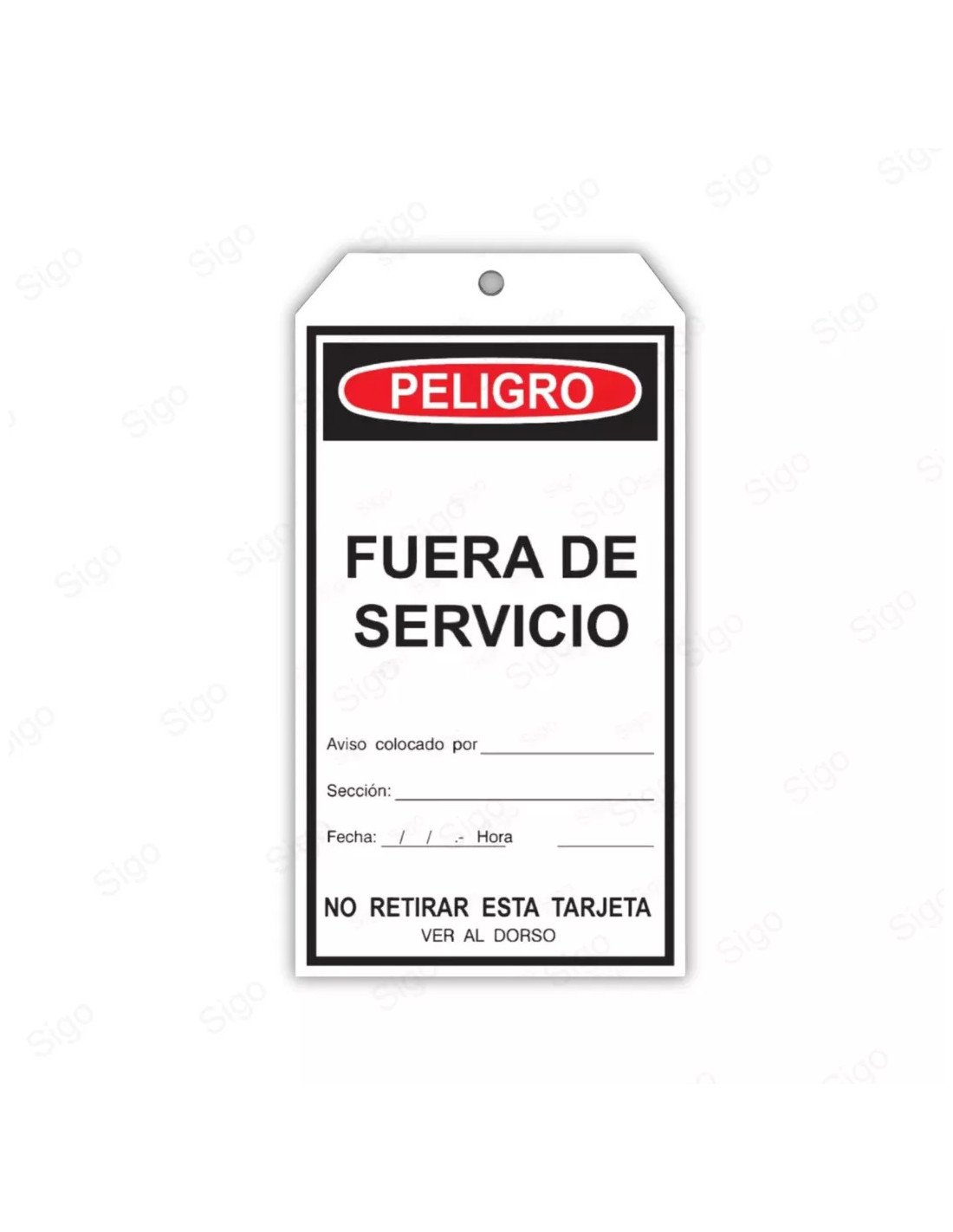 Tarjeta de Seguridad - Fuera de Servicio | Cod. TJ - 11
