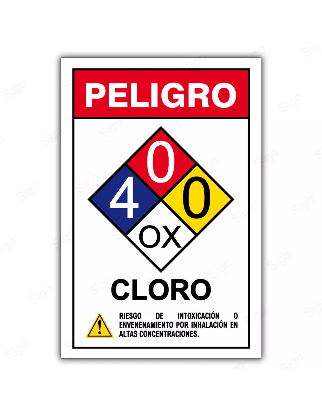 Rótulo de Peligro Rombo Químico - Cloro