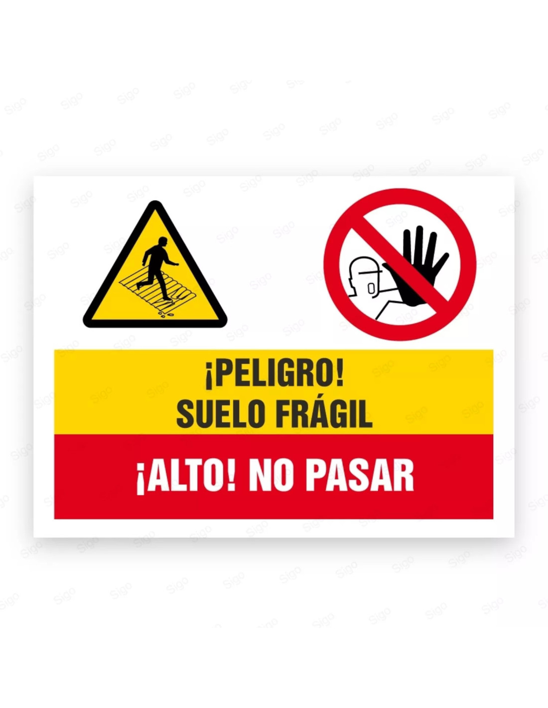Señales Combinadas - ¡Peligro! Suelo Fragil Alto No Pasar|Cod. CB-58