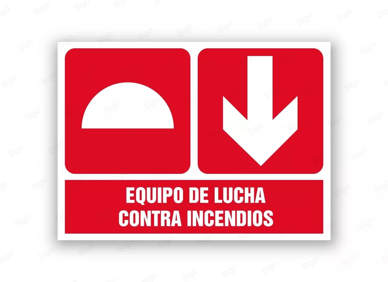 Rótulo Contra Incendios - Equipo de lucha contra incendios flecha abajo | Cod. CI- 899