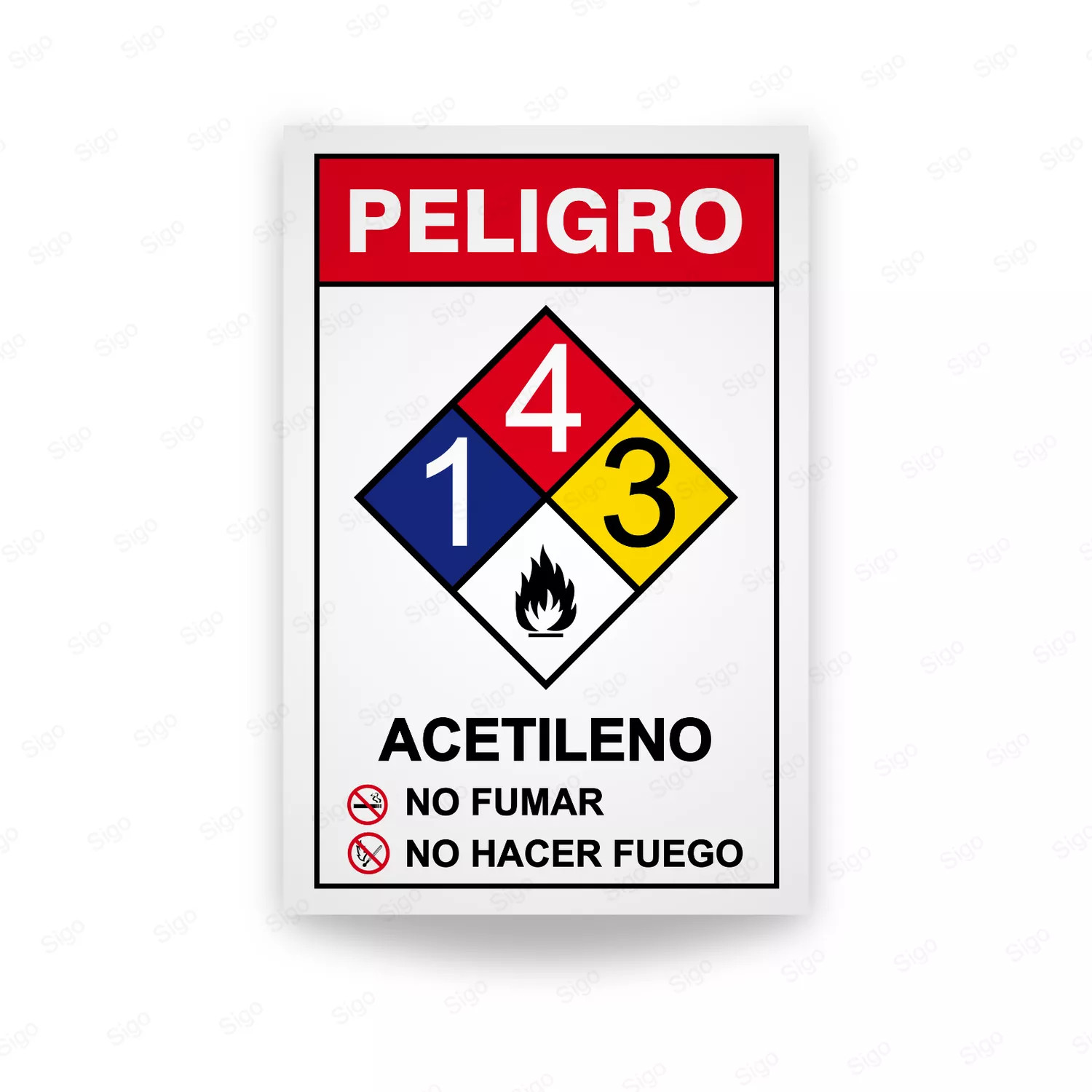 Rótulo Peligro Rombo NFPA: Acetileno... | SIGO